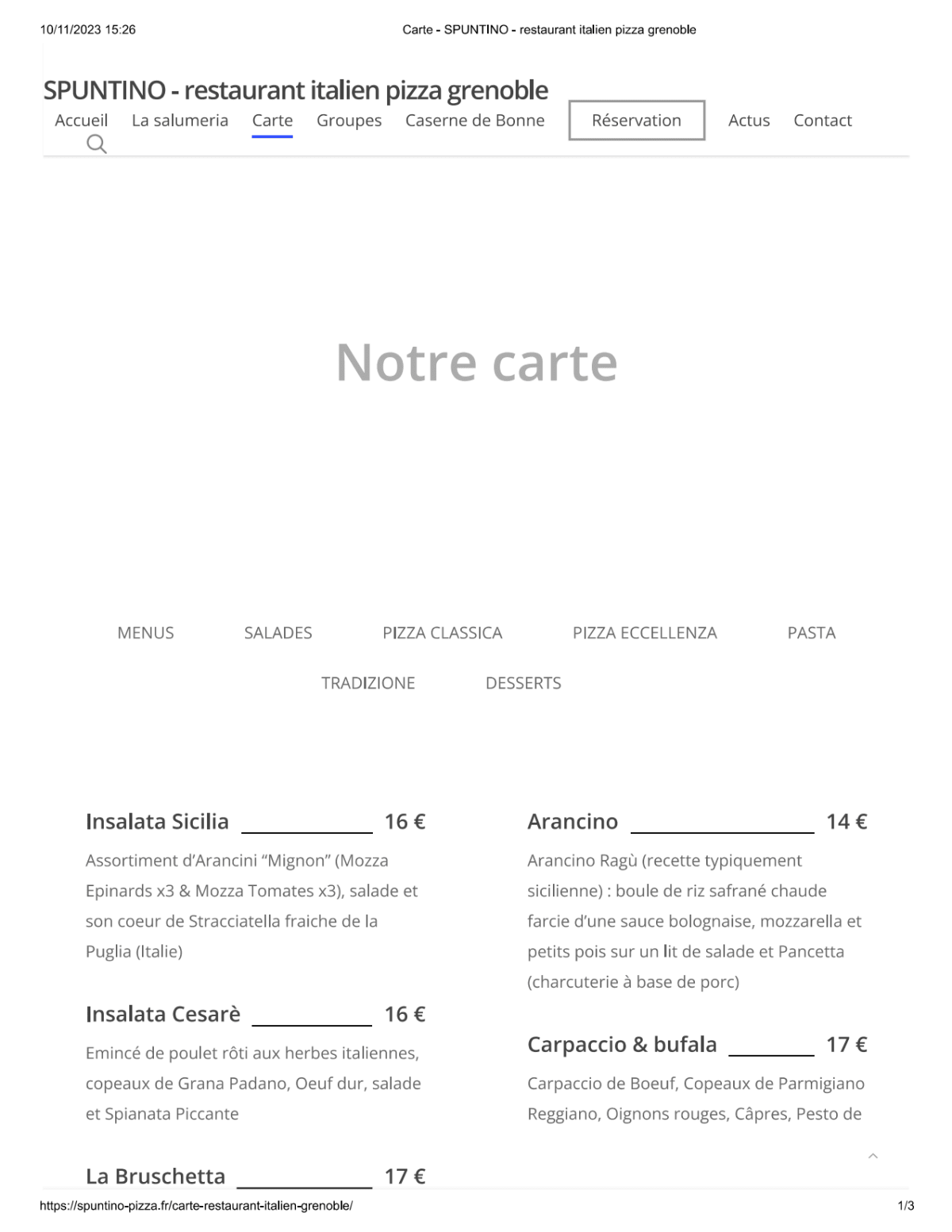 Carte et Menus 2024 - Spuntino à Grenoble | TheFork