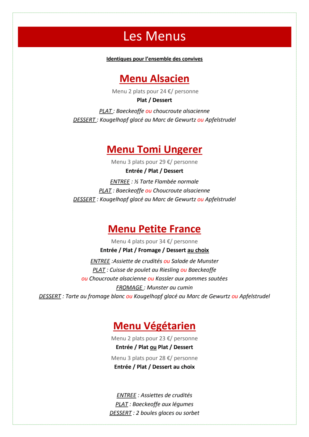 Carte et Menus 2024 - Le Baeckeoffe d'Alsace à Strasbourg | TheFork