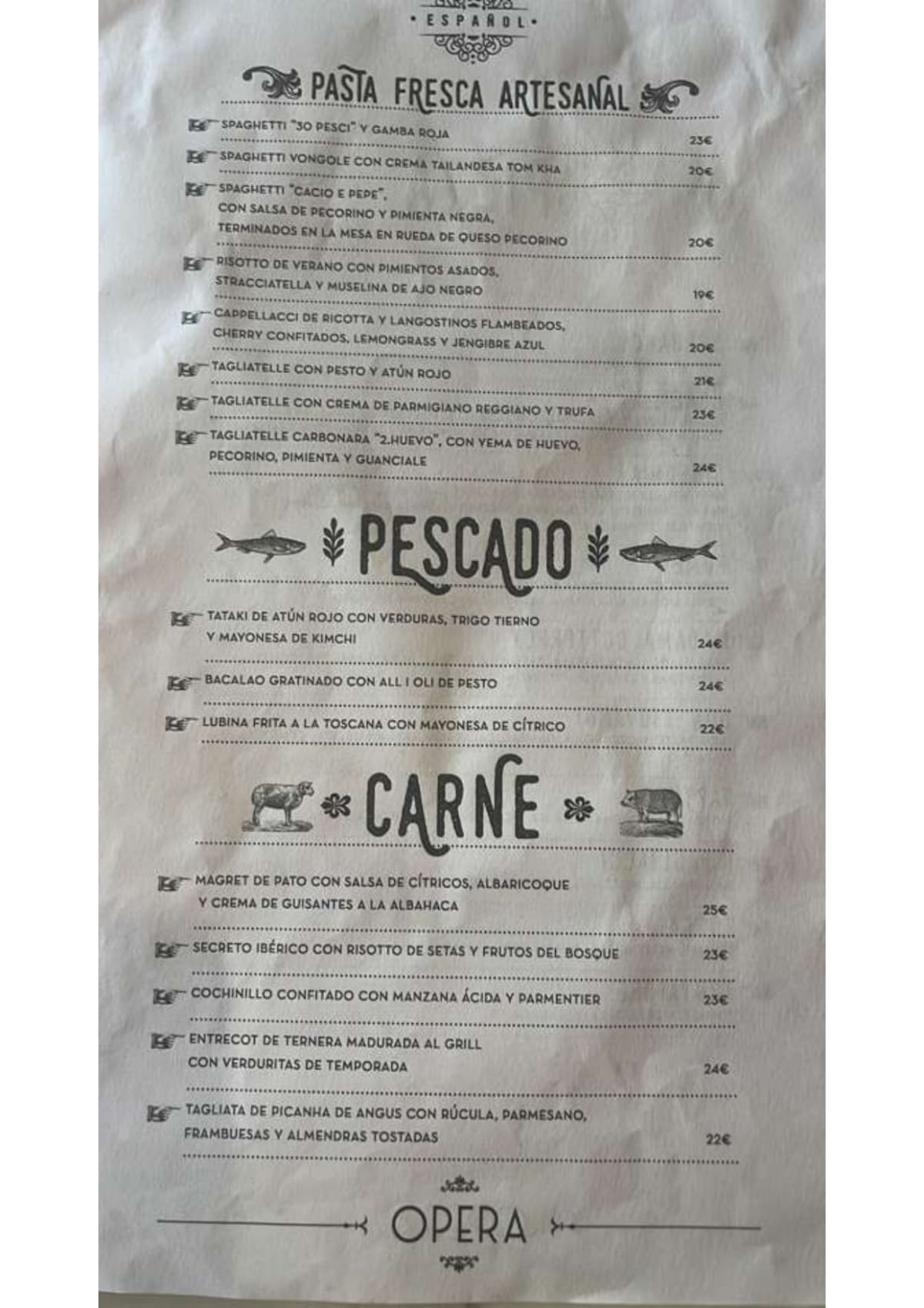 Carte et Menus 2024 - Opera Marítim à Palma de Mallorca | TheFork