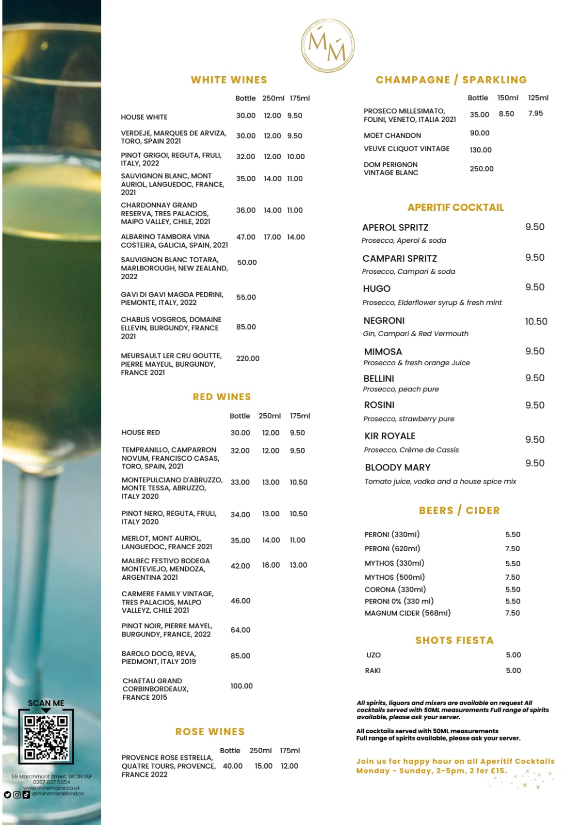 Menus 2024 - Mine Mane in London | TheFork