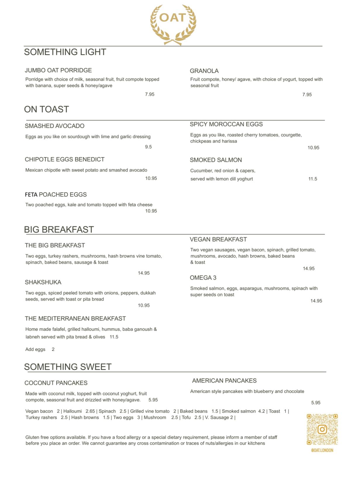 Menus 2024 - Oat in London | TheFork