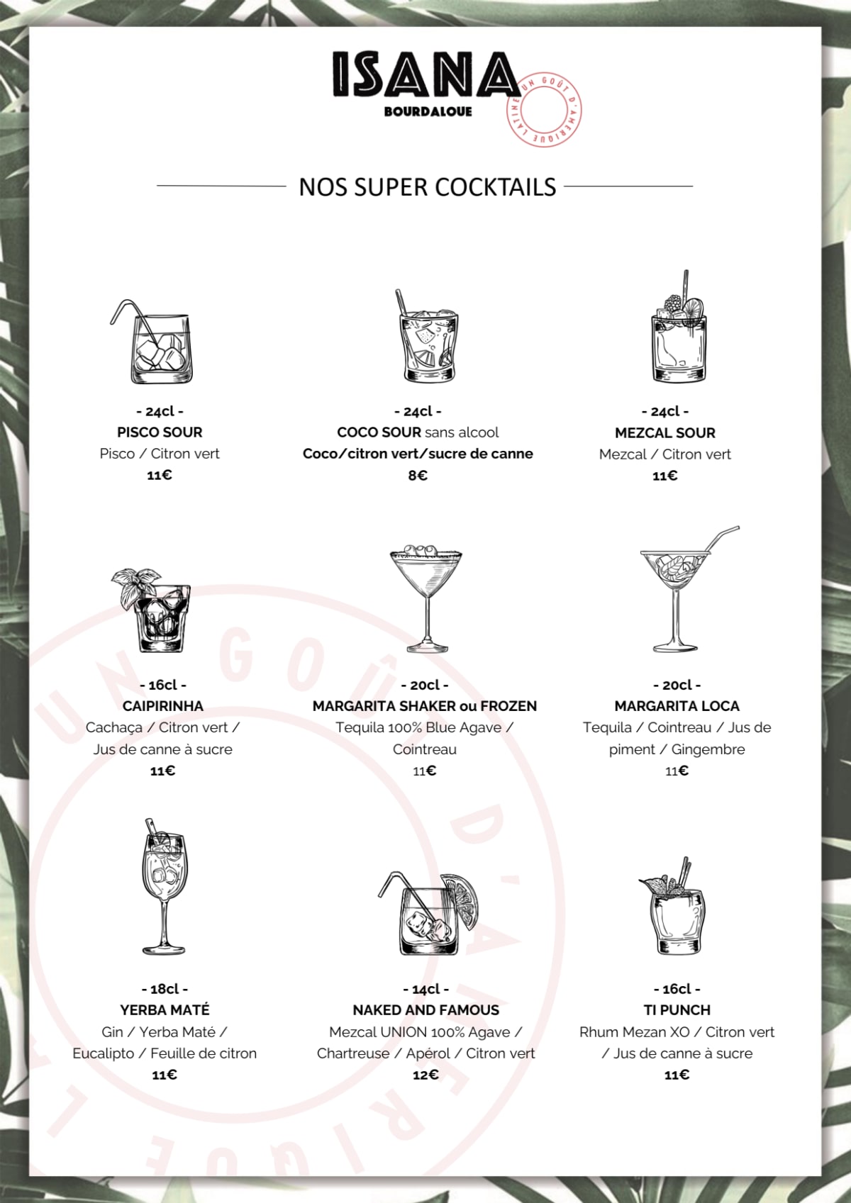 Carte et Menus 2024 - ISANA à Paris | TheFork