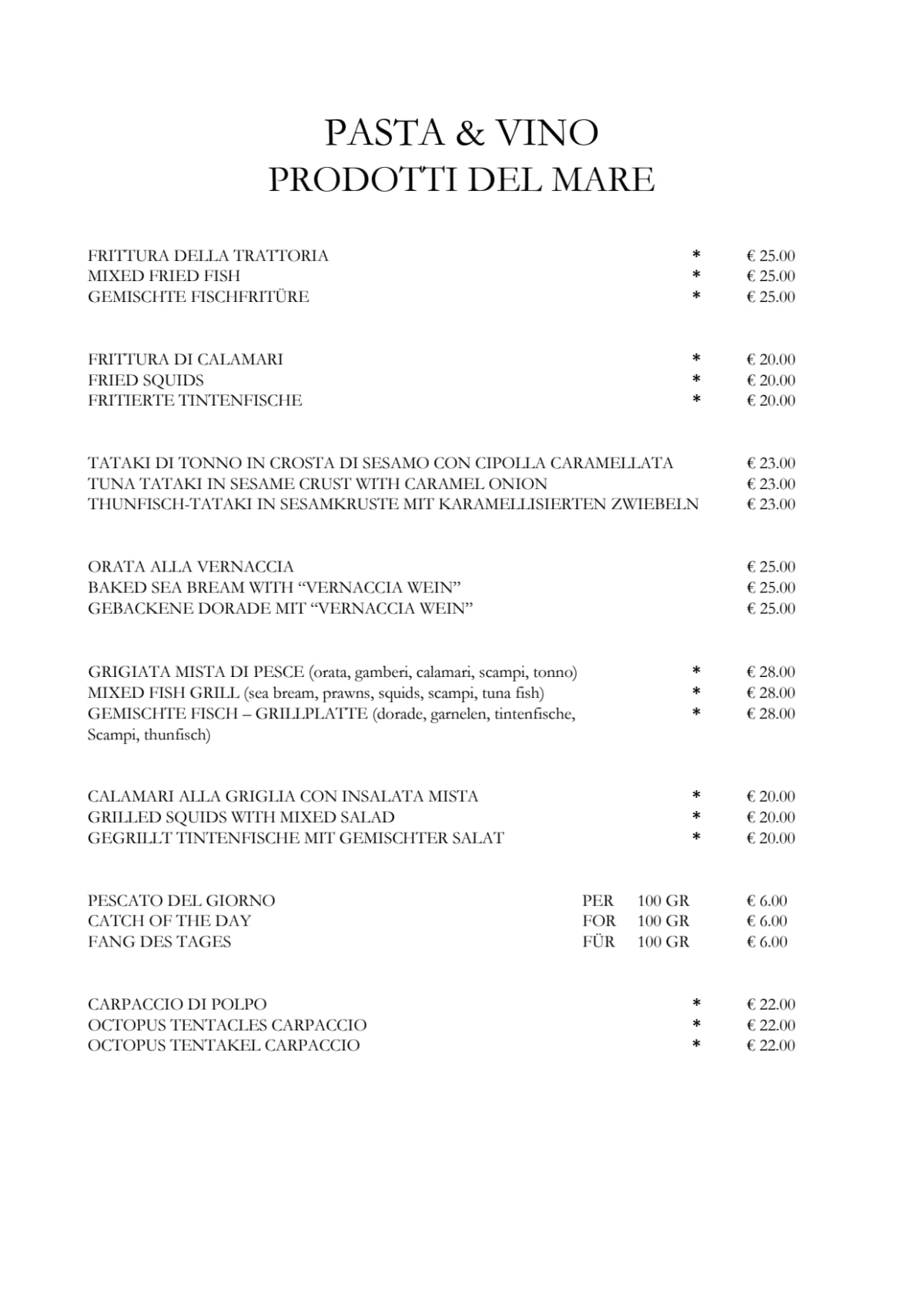 Carte et Menus 2024 - Pasta e Vino à Aggius | TheFork