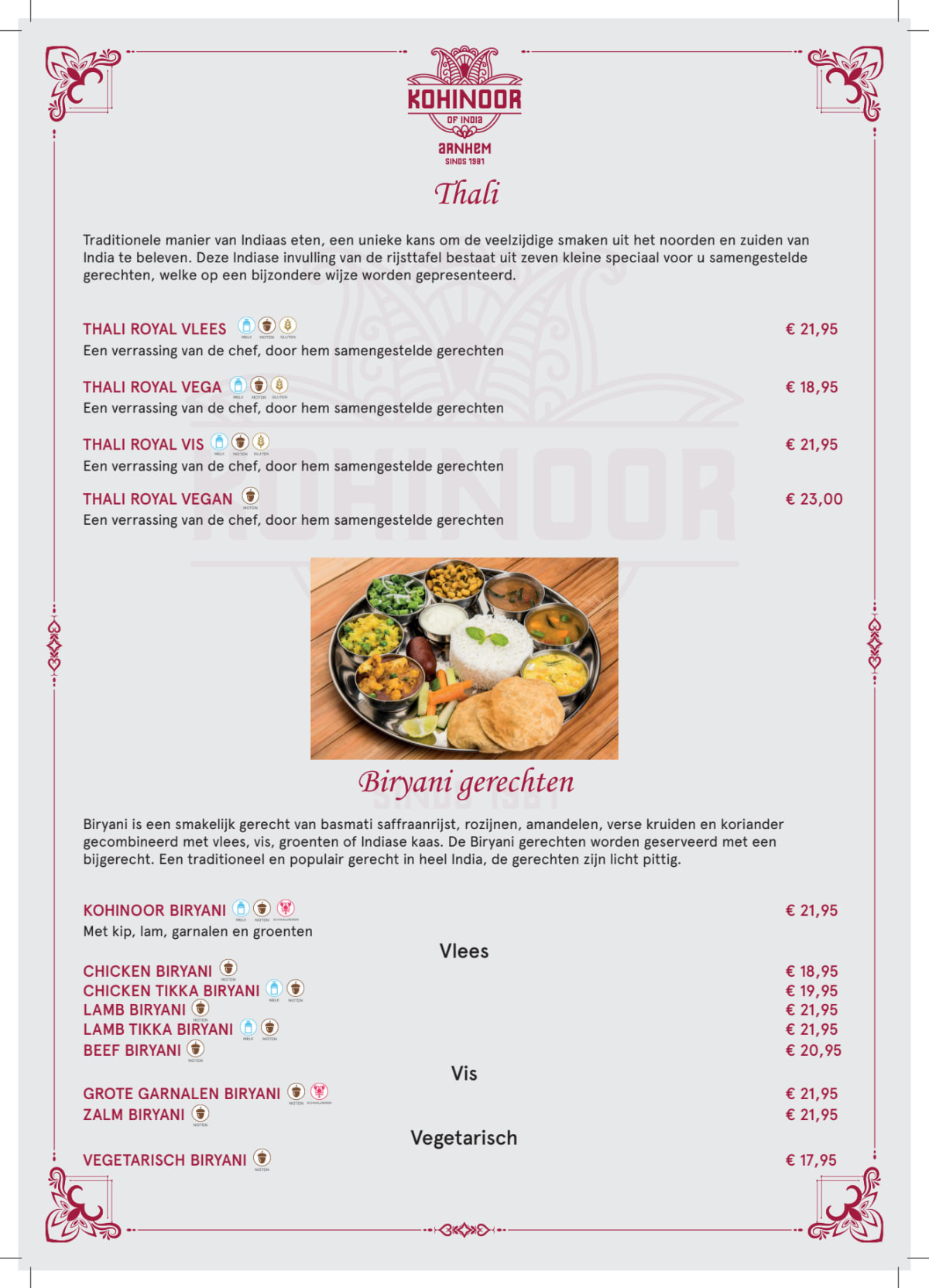 Carte et Menus 2024 - Kohinoor of India à Arnhem | TheFork