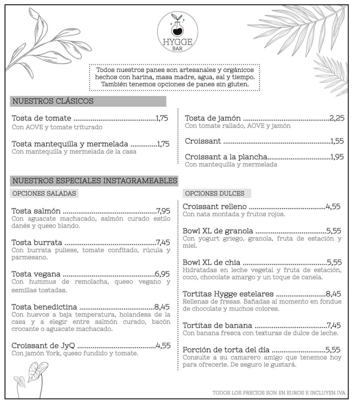 Carte et Menus 2024 - Hygge Bar à Madrid | TheFork