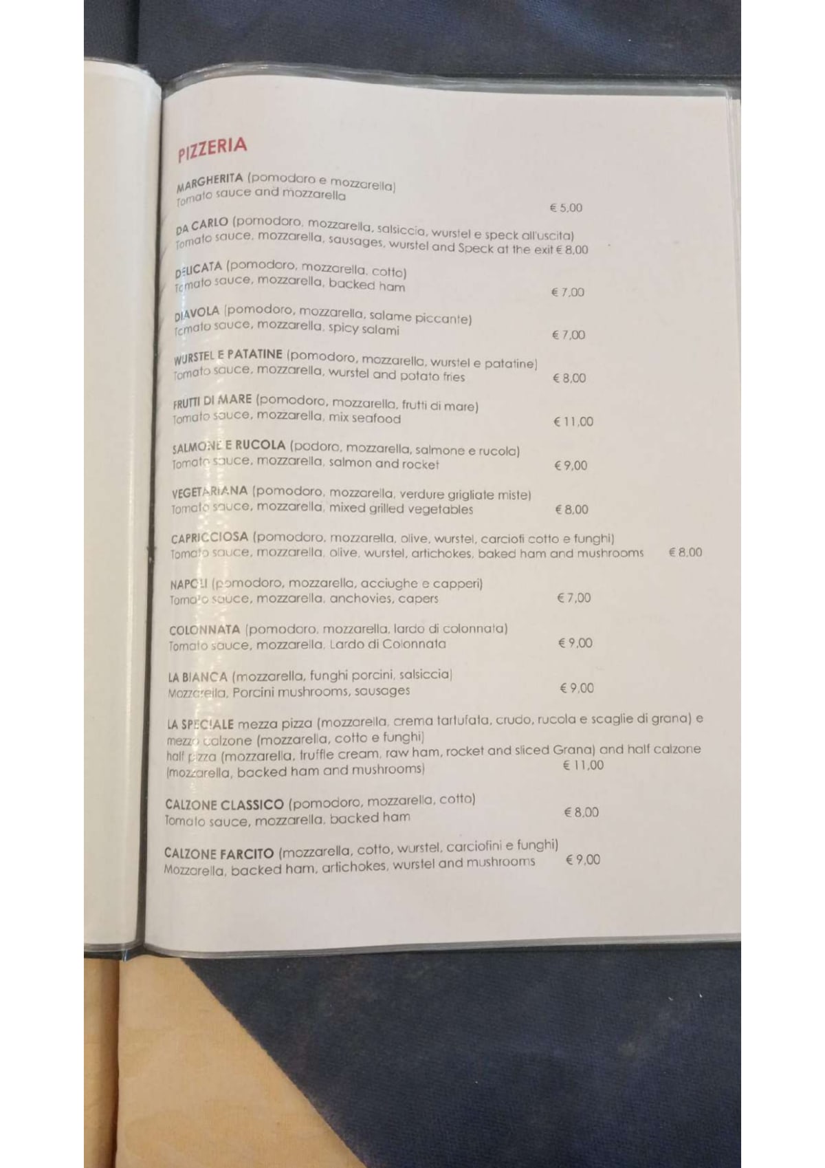 Speisekarte 2024 – Da Carlo in Carrara – TheFork