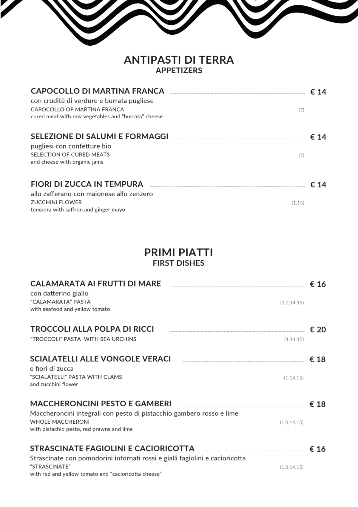 Menu 2024 - Mare Mosso | Beach Club, Bar & Restaurant in Fasano | TheFork