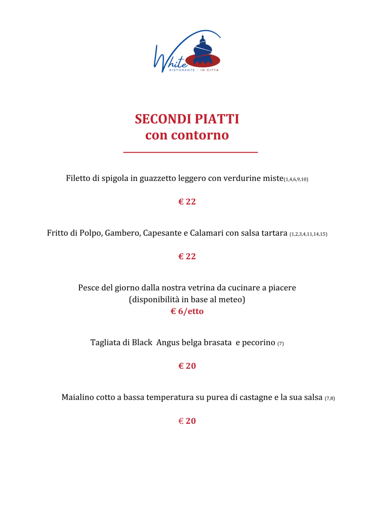 Menu 2024 - White Restaurant in Torre Grande | TheFork