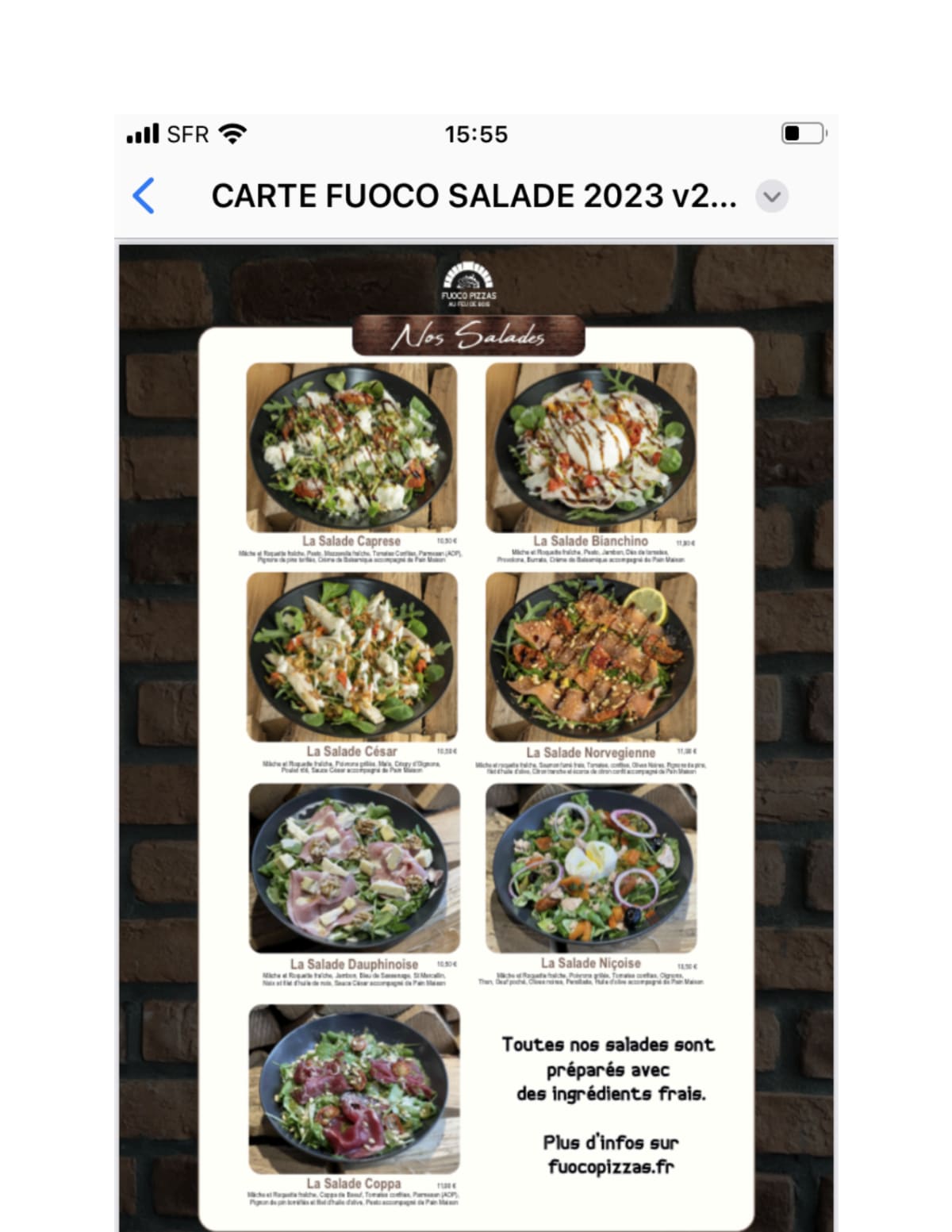 Carte et Menus 2024 - FUOCO PIZZAS Saint Martin d'Hères à Saint-Martin ...