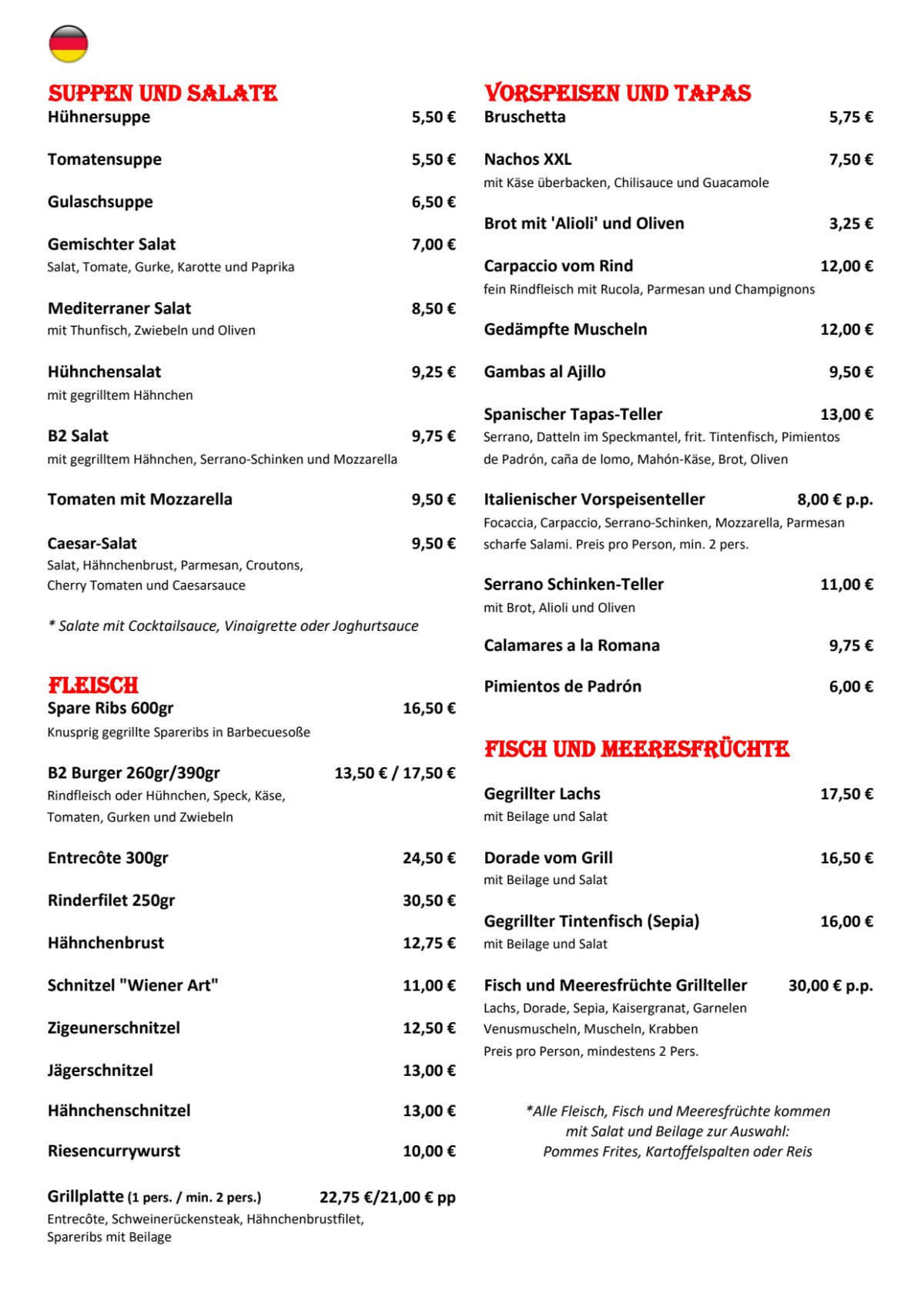 Carte et Menus 2024 - B2 Club Restaurant à Ses Cadenes | TheFork