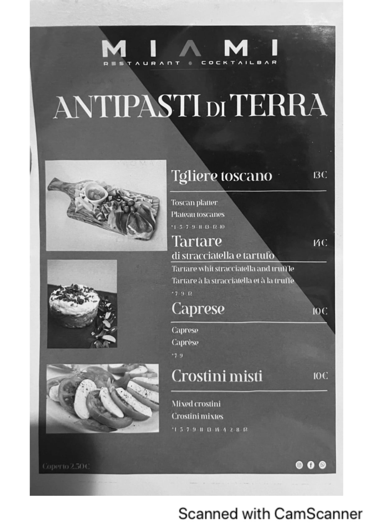 Carte et Menus 2024 - Miami Restaurant à Livourne | TheFork