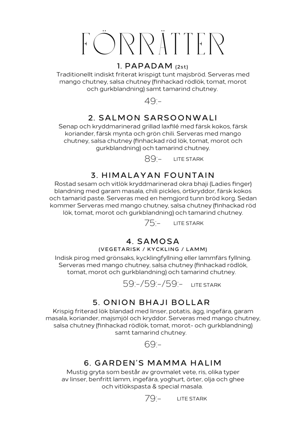 Meny 2024 - Indian Garden Mall of Scandinavia i Solna | TheFork