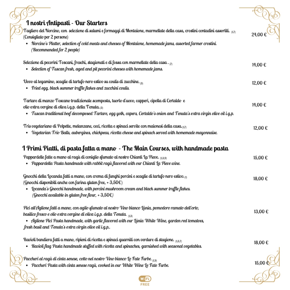 Menu 2023 - La Locanda del Gobbo Nero in Montaione | TheFork