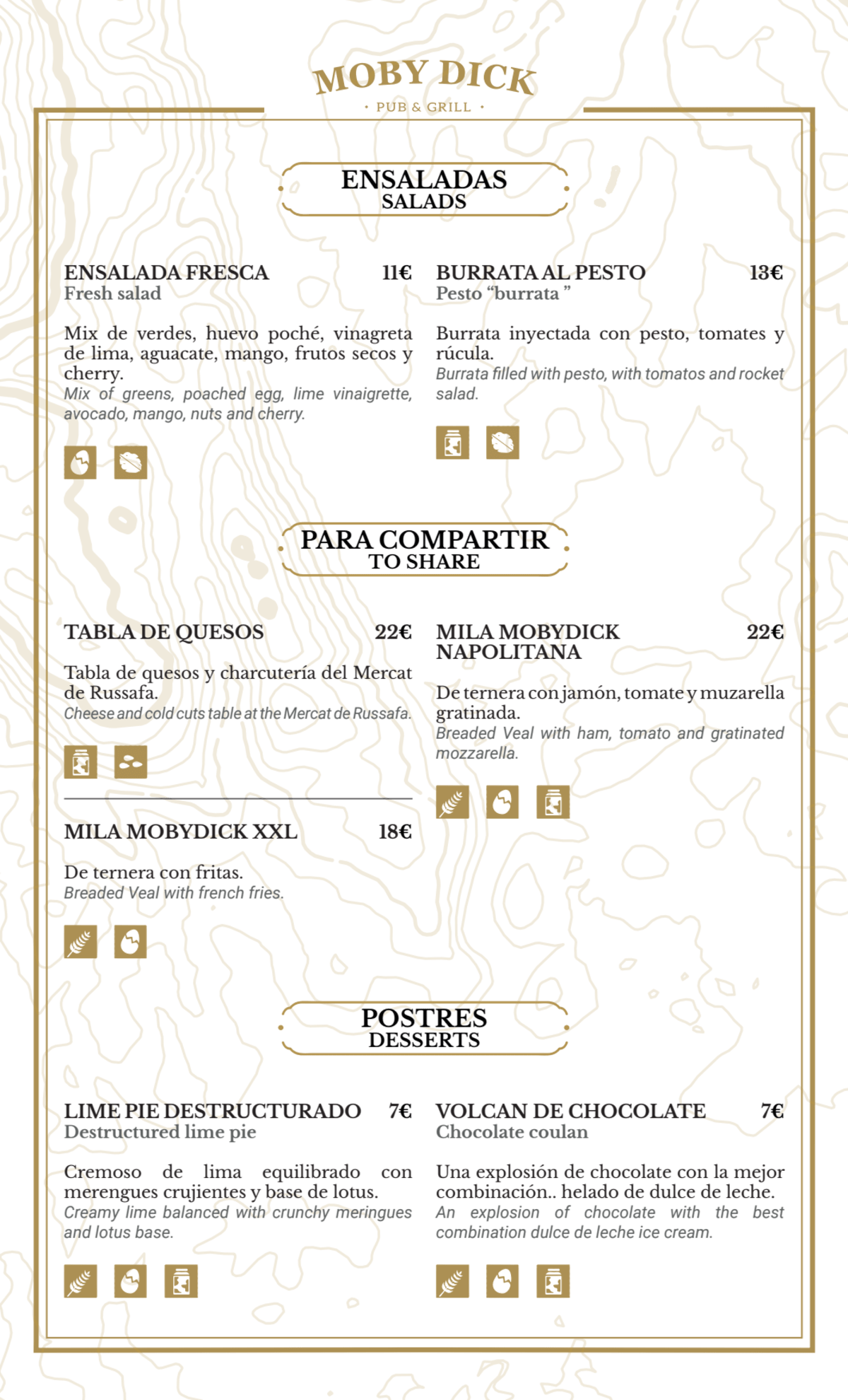 Carta y menù 2024 Actualizados - Moby Dick Valencia en Valencia | TheFork