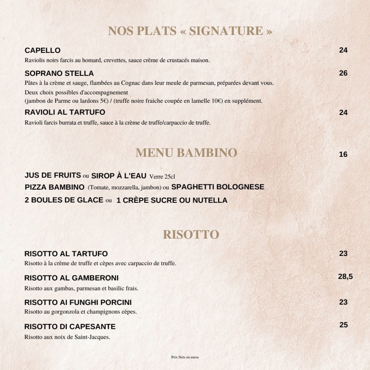 Carte et Menus 2024 - Le Soprano - St Germain En Laye à Saint-Germain-en-Laye | TheFork