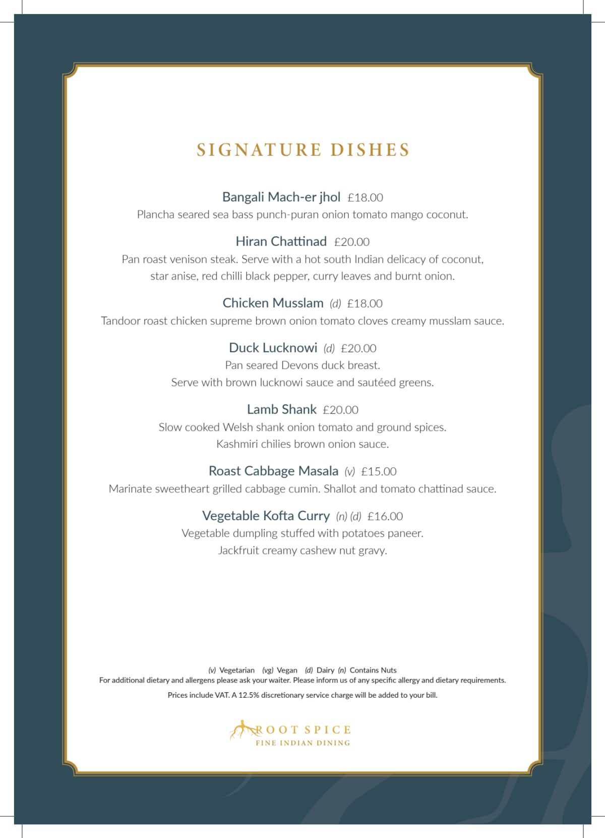 Carte et Menus 2024 - Root Spice à Bath | TheFork