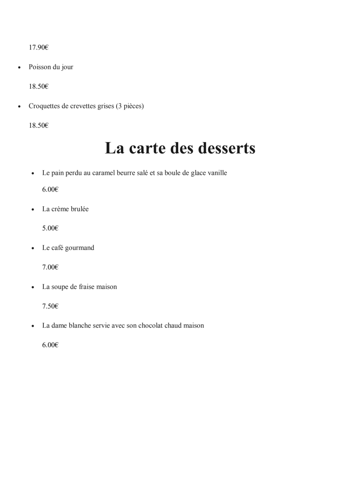 Carte et Menus 2024 - Côté à cote à Comines-Warneton | TheFork