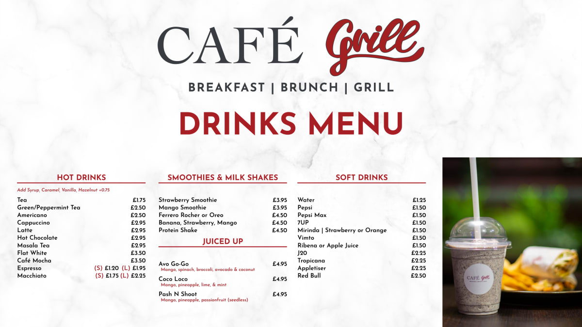 Menus 2024 - Café Grill St. Albans in St Albans | TheFork