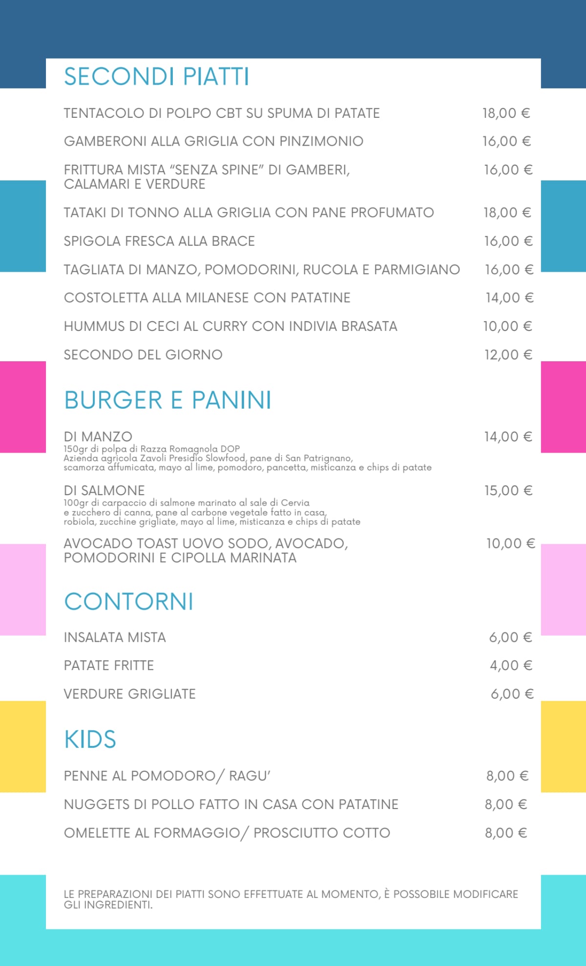 Carte et Menus 2024 - Kiss Caffè Marino à Cervia | TheFork