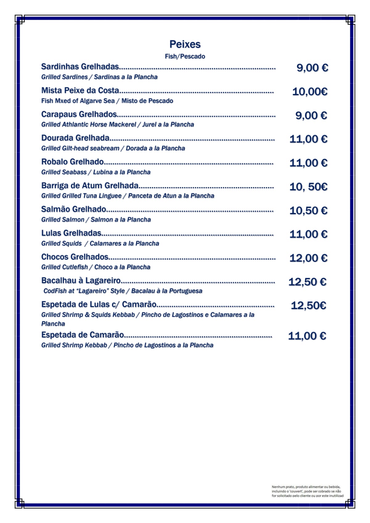 Menu 2023 - Restaurante & Bar Colina do Sol in Monte Gordo | TheFork