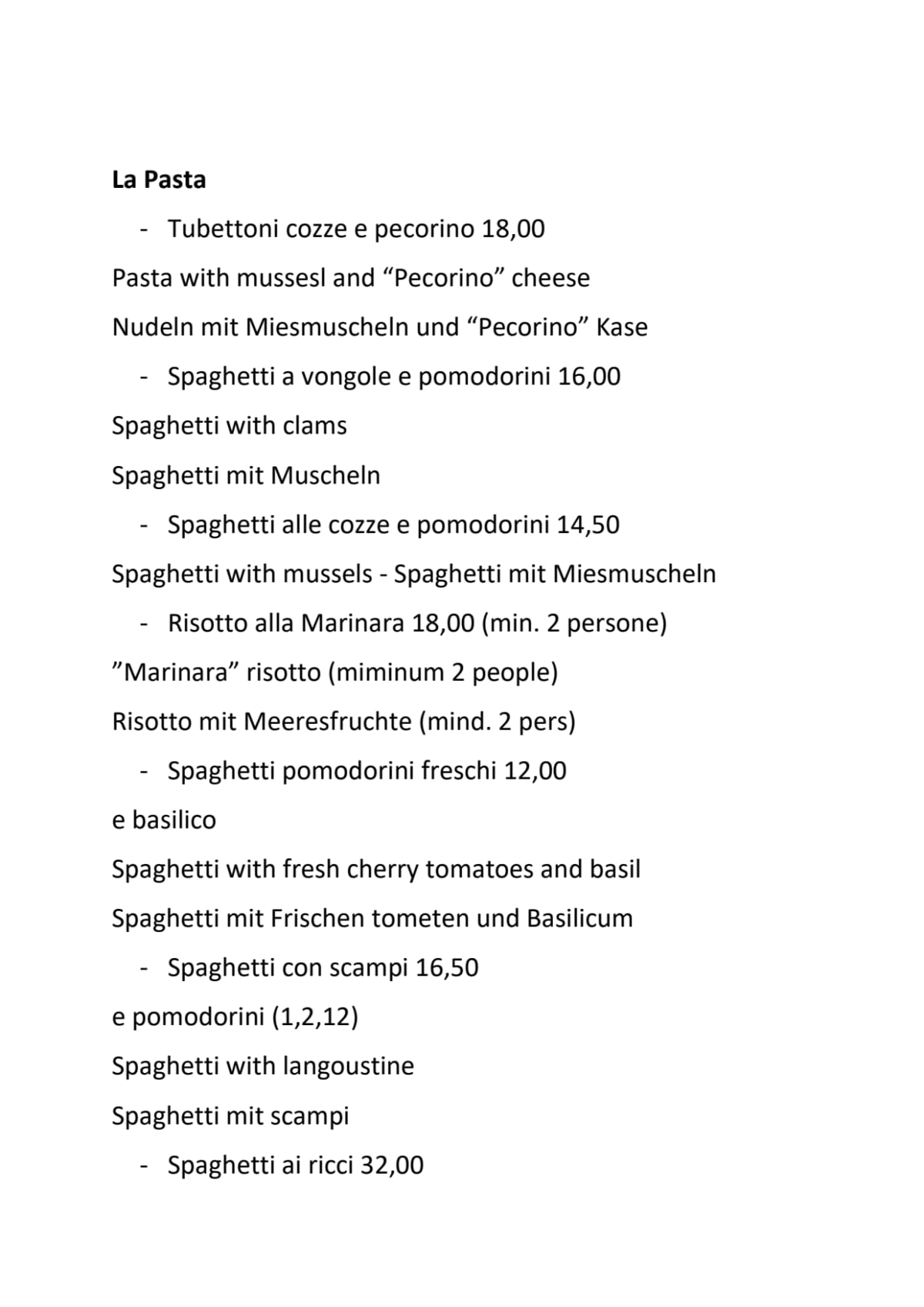 Speisekarte 2024 – I Ricci officina del gusto in Ischia – TheFork