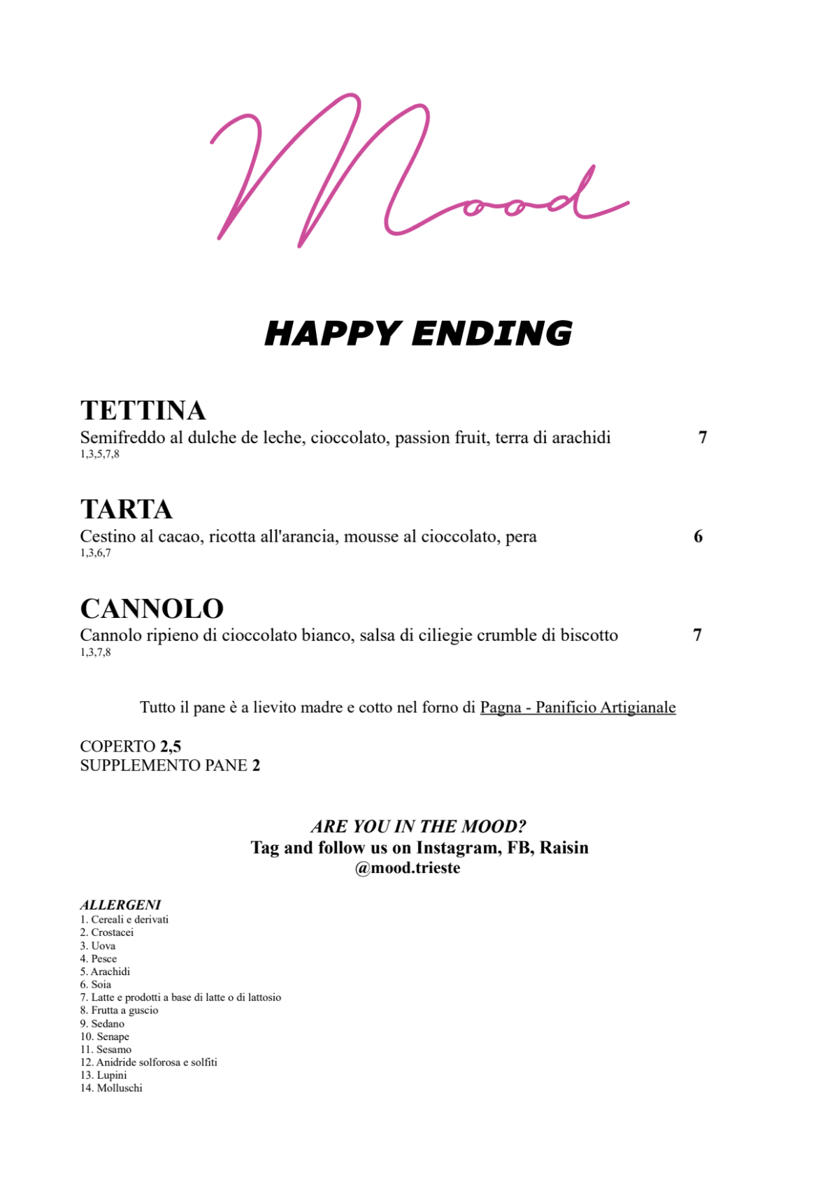 Menu 2024 - Mood in Triëst | TheFork