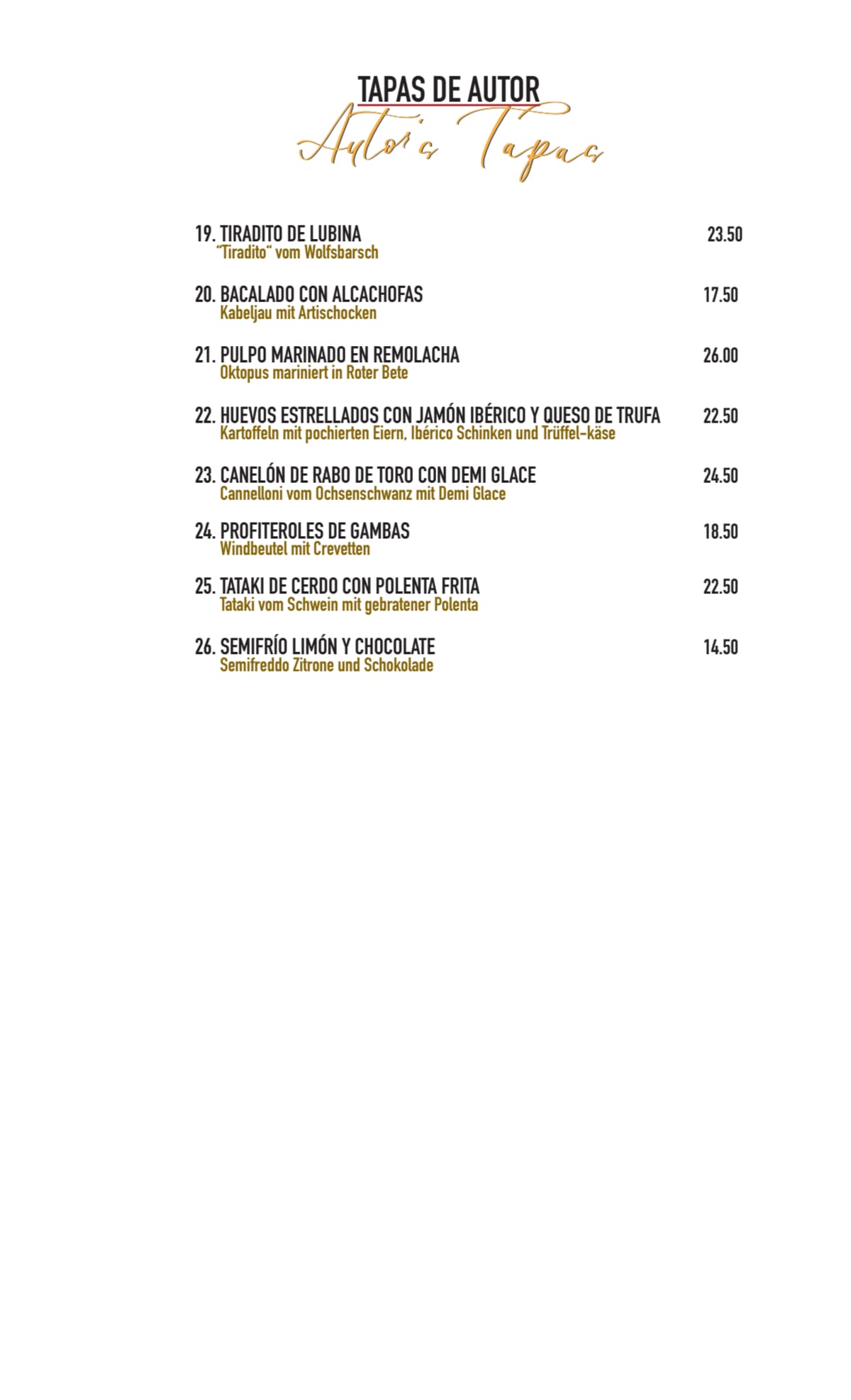 Menu 2024 - Iberia Tapas em Zurique | TheFork