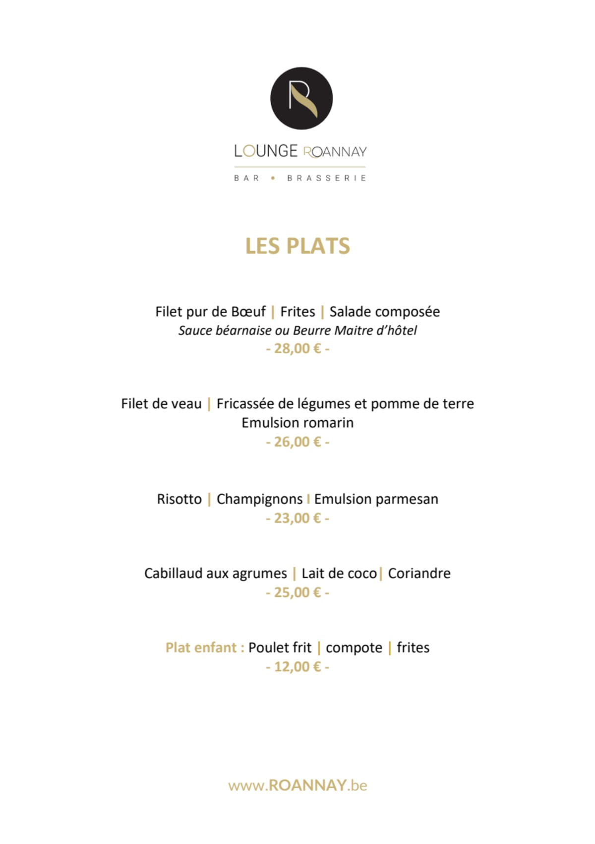 Carte et Menus 2024 - Le Lounge Roannay à Stavelot | TheFork