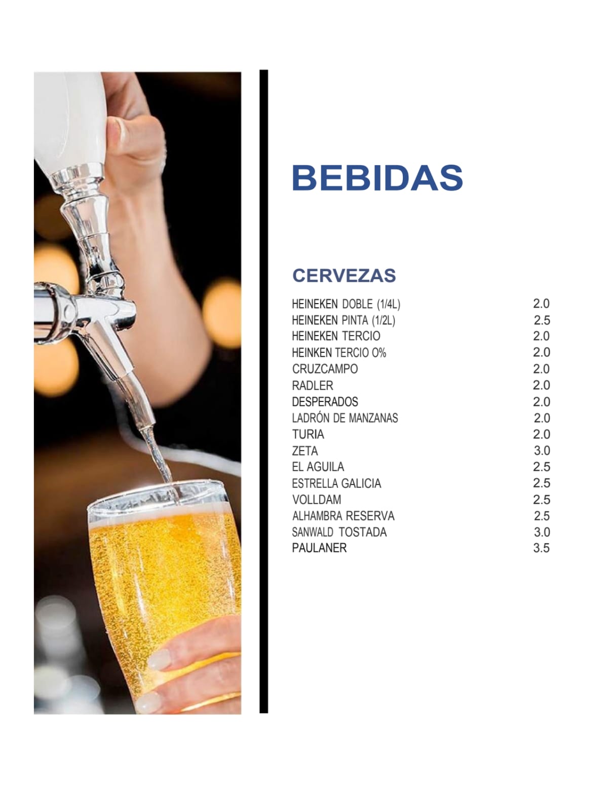 Carte et Menus 2024 - Cheers Valencia à Valencia | TheFork