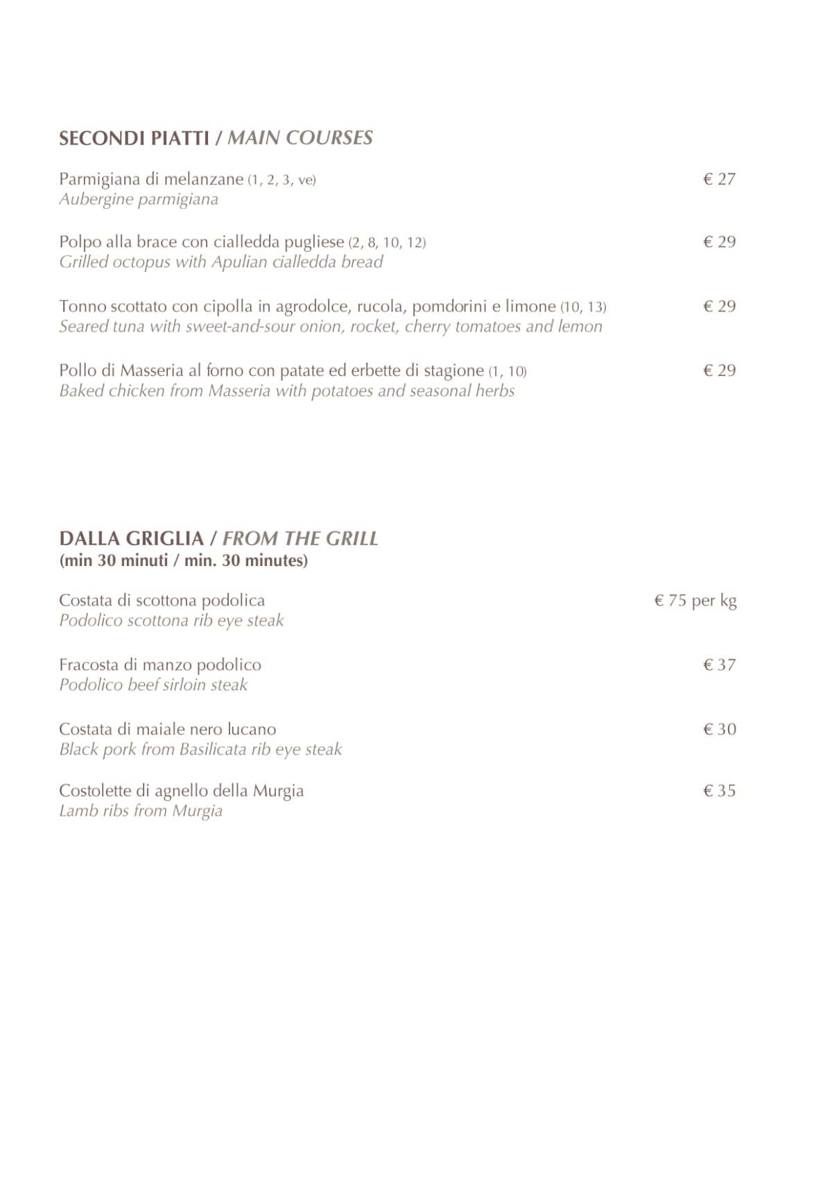 Menu 2023 - La Frasca in Fasano | TheFork