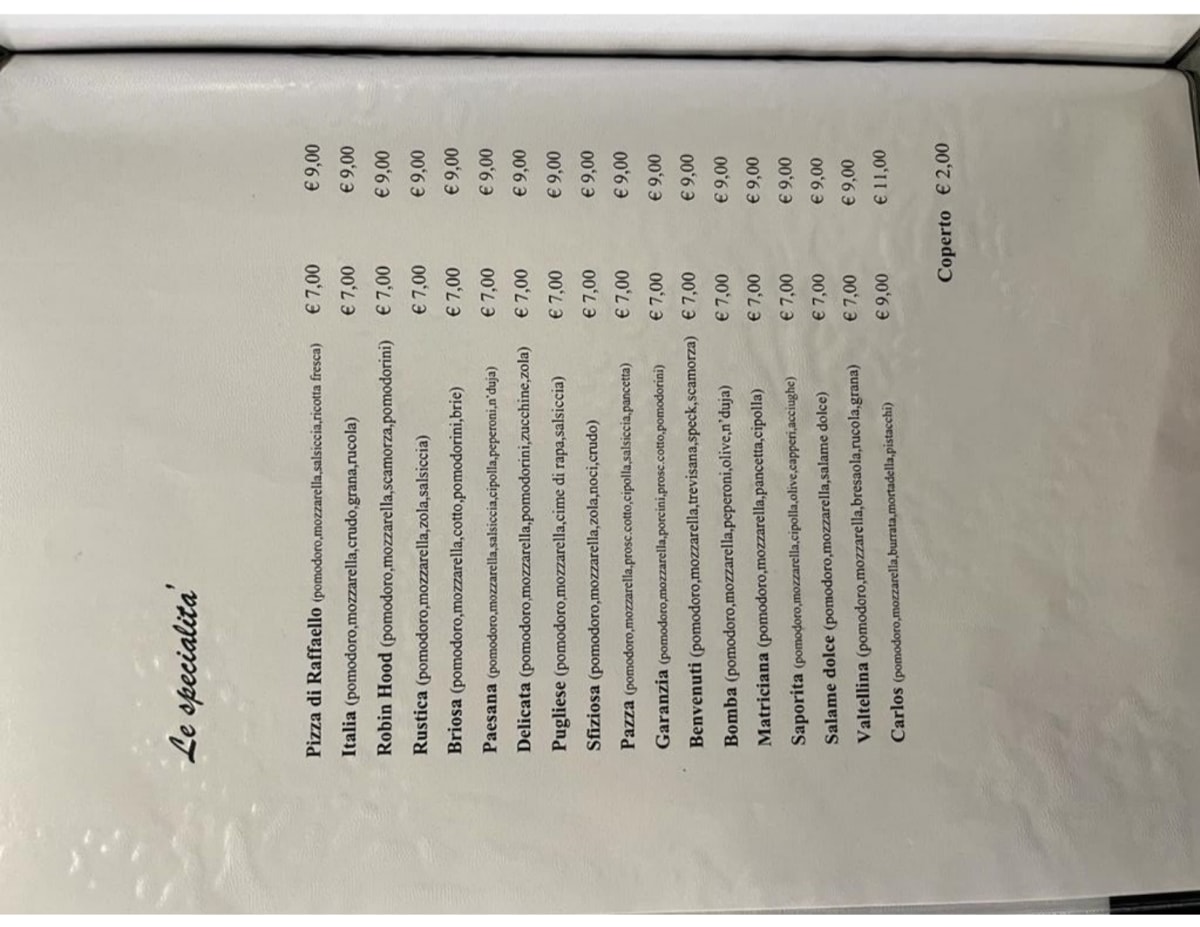 Menù completo e carta 2024 - Trancio di Raffaello a Pregnana Milanese ...