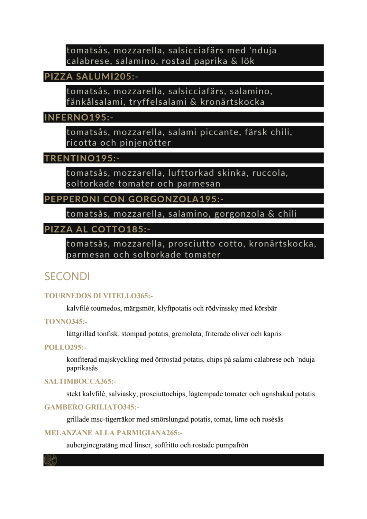 Carte et Menus 2024 - Brezza à Uppsala | TheFork