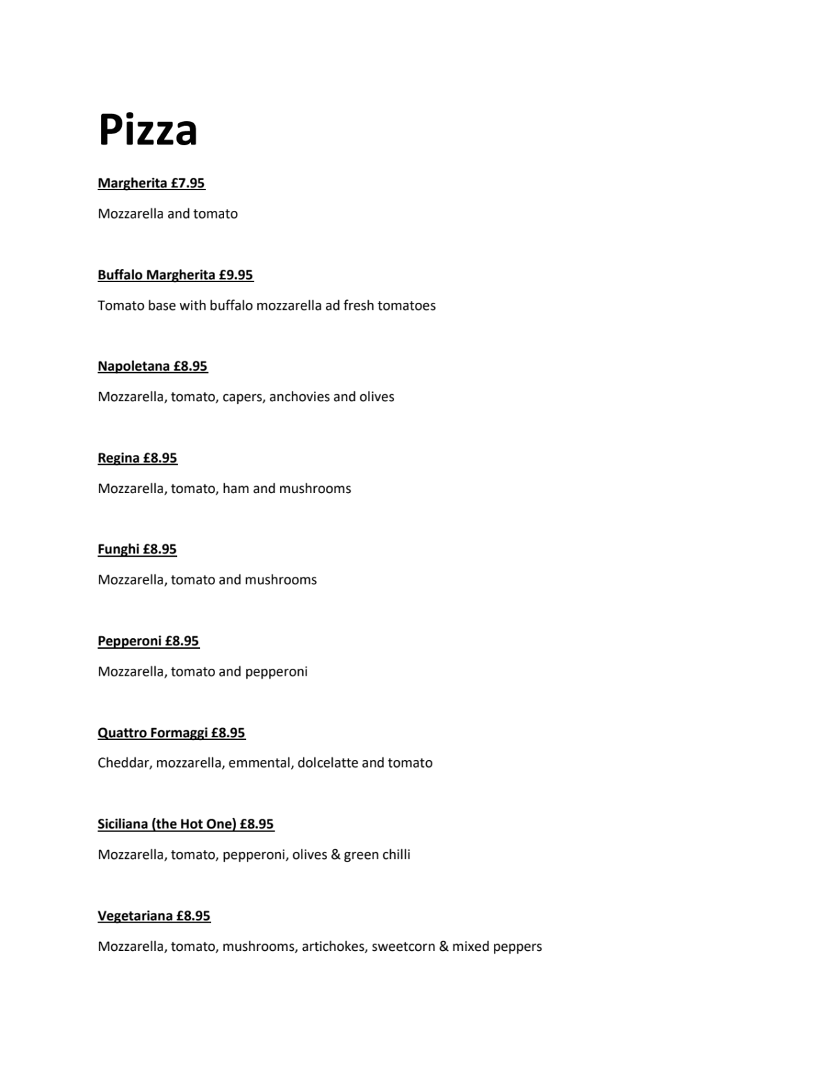 Menù completo e carta 2024 - La Pizzeria Italiana a Londra | TheFork