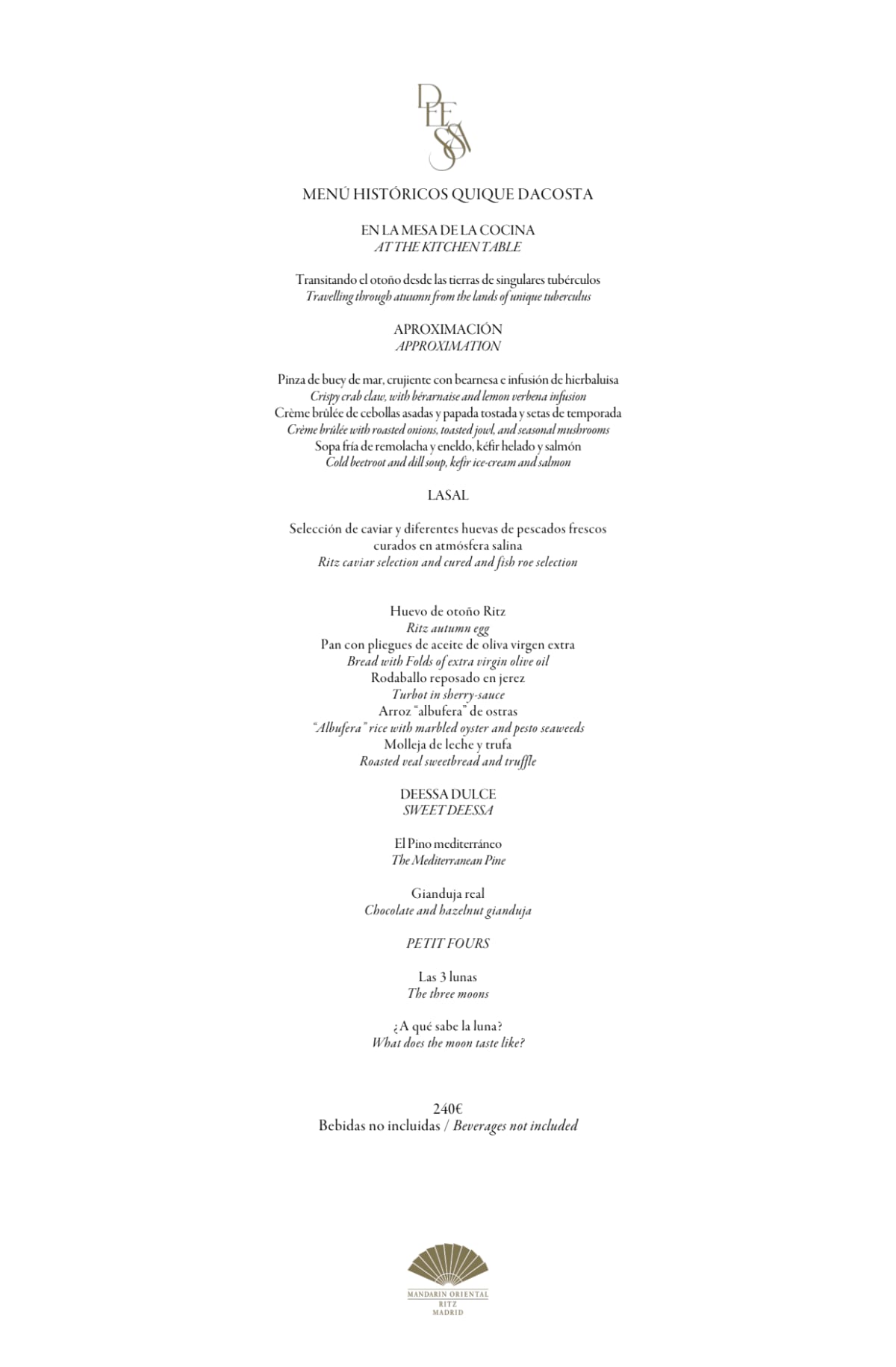 Carta y menù 2024 Actualizados - Deessa en Madrid | TheFork
