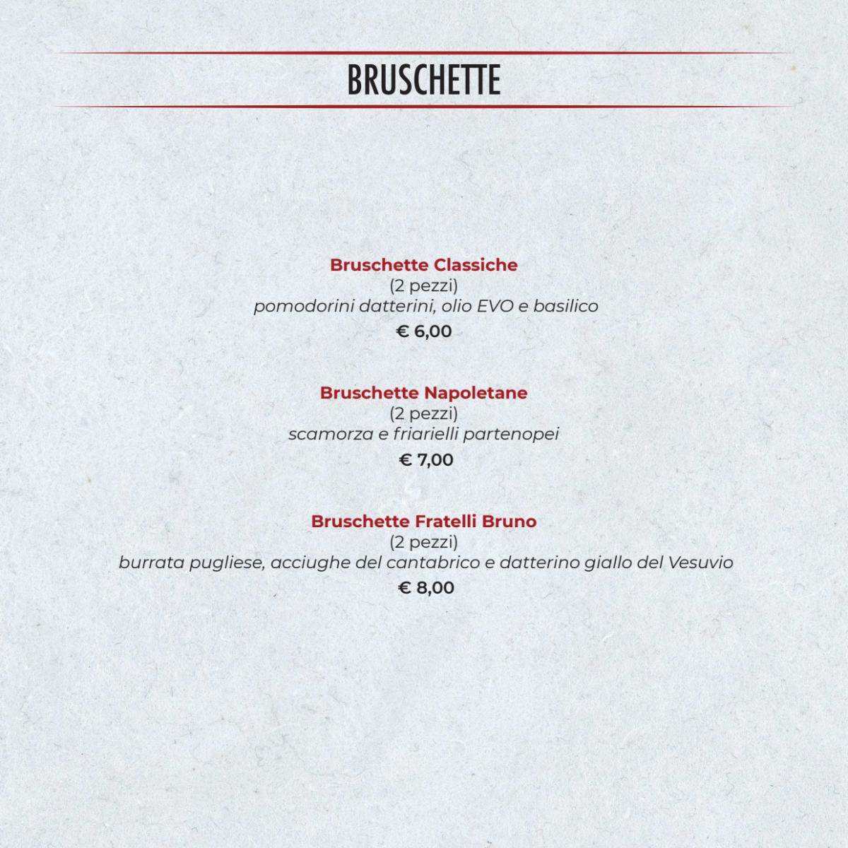 Carte et Menus 2024 - Pizzeria Fratelli Bruno à Sacile | TheFork