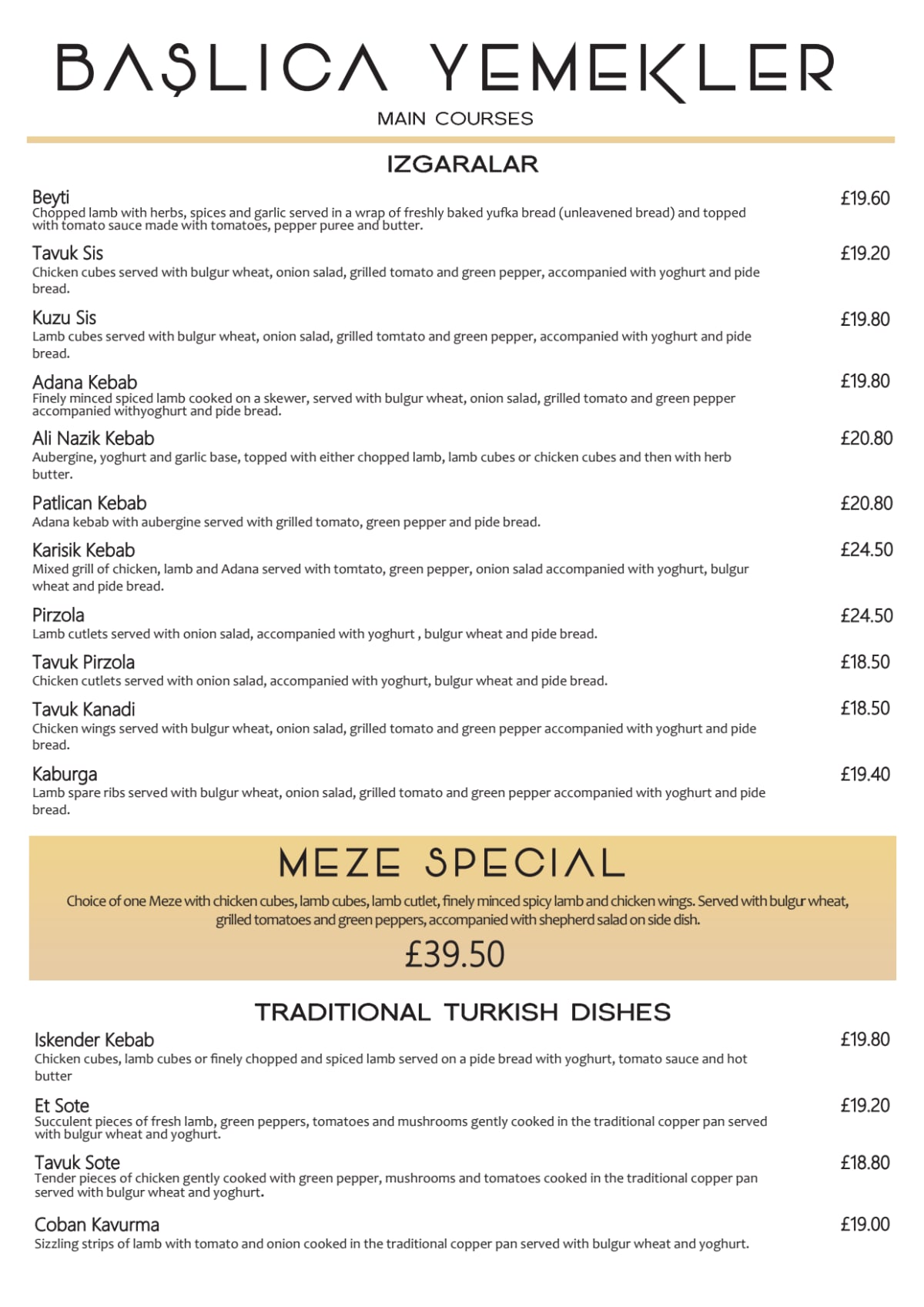 Menus 2024 - Meze restaurant in Eastbourne | TheFork