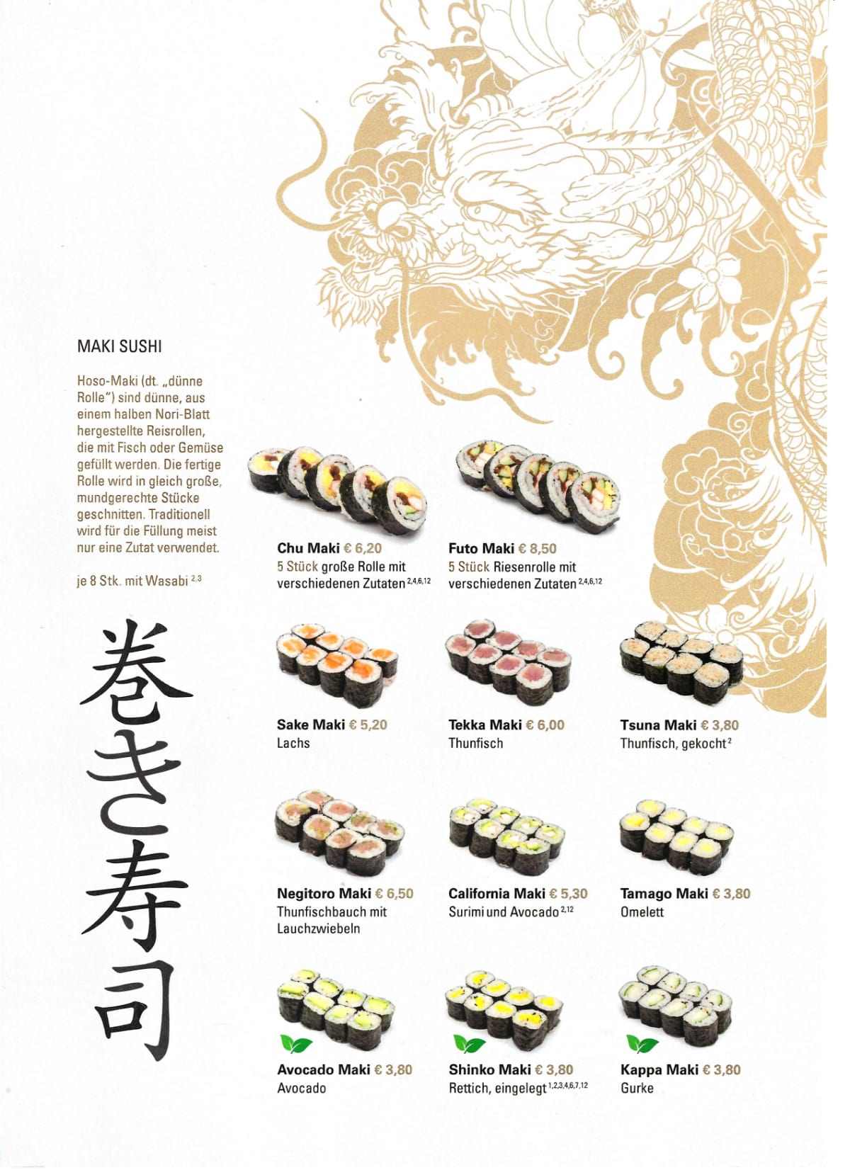 Carte et Menus 2024 - Kiraku à Berlin | TheFork