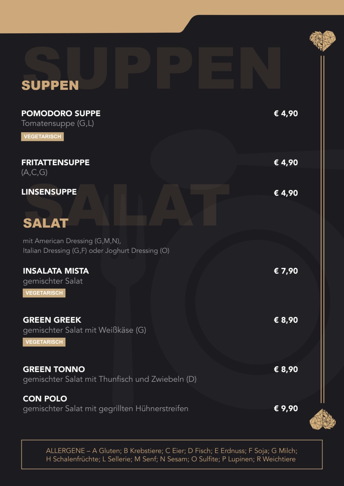 Menu 2024 - Corleone Restaurant & Lounge in Vienna | TheFork