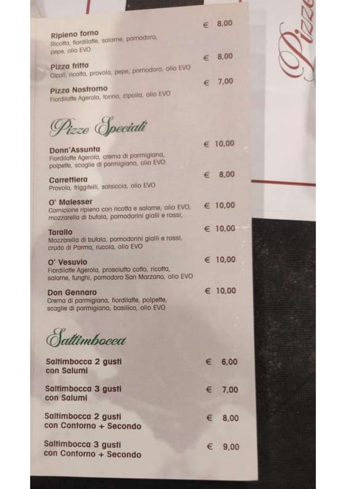 Menù completo e carta 2024 - Pizzeria Napoletana da Donna Assunta a ...