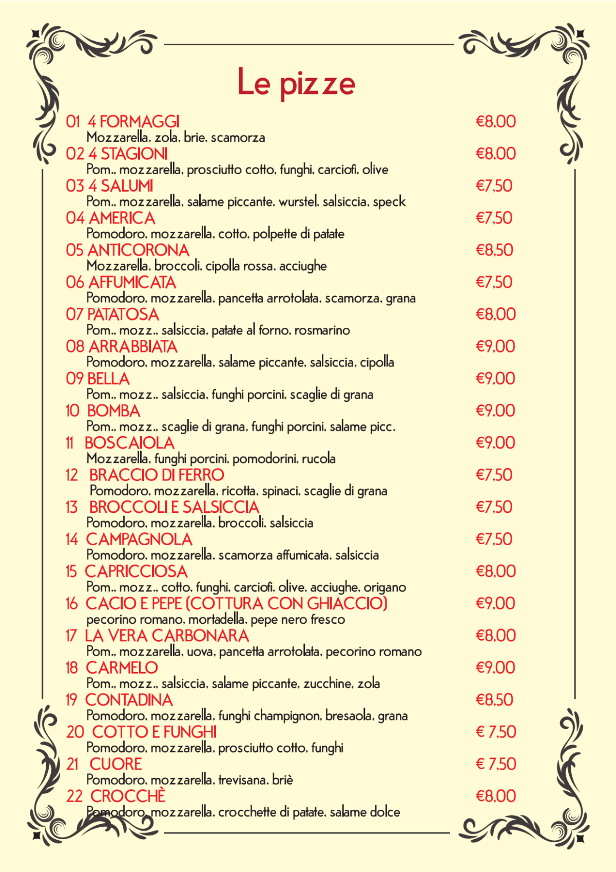 Menù completo e carta 2024 - Ristorante pizzeria Santa Maria a Opera ...