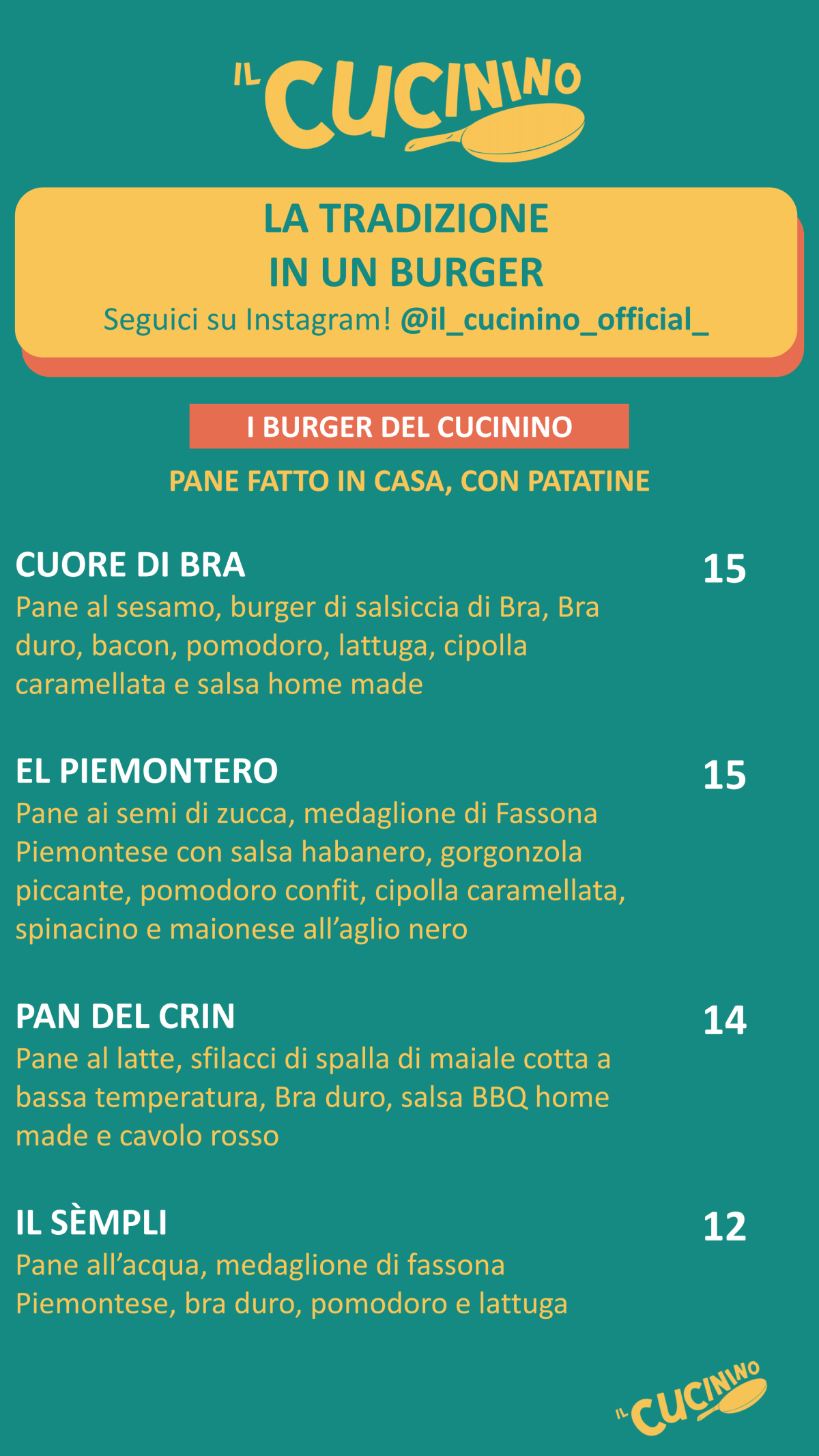 Carte et Menus 2024 - Il Cucinino - Via Paolo Braccini à Turin | TheFork