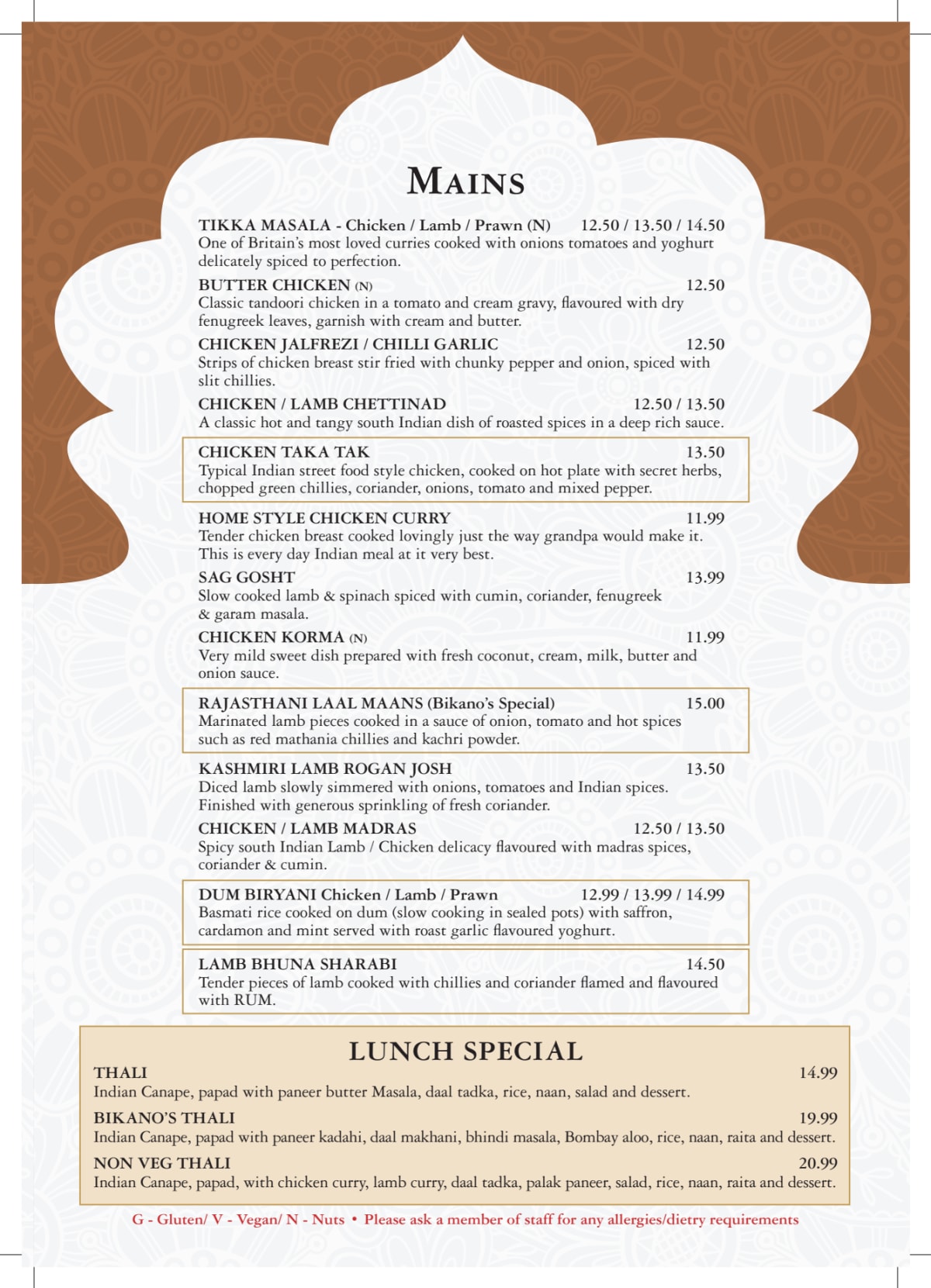 Carta y menù 2024 Actualizados - Bikano’s Indian cuisine en Bath | TheFork