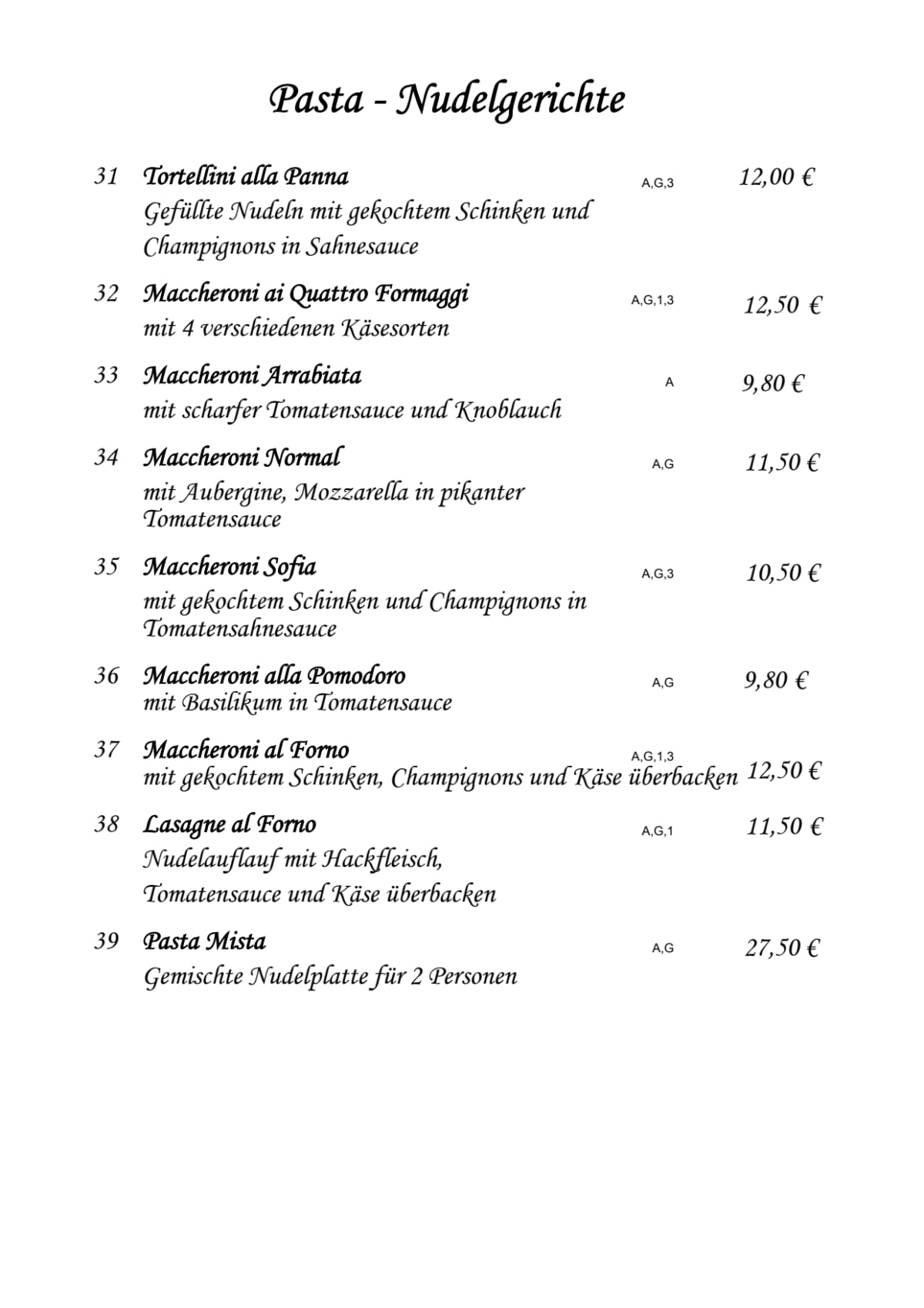 Carte et Menus 2024 - Trattoria Lili à Hambourg | TheFork