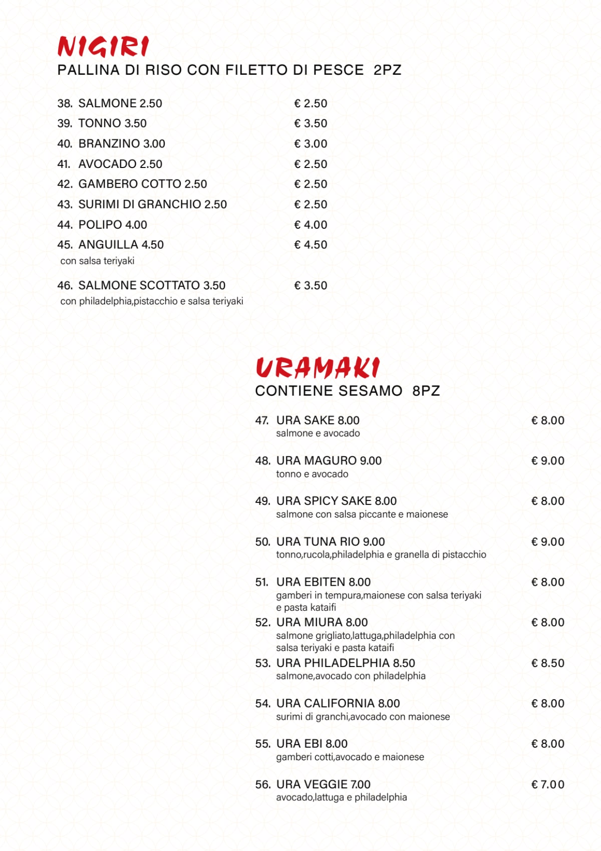 Menu 2024 - Kiyomi in Turin | TheFork