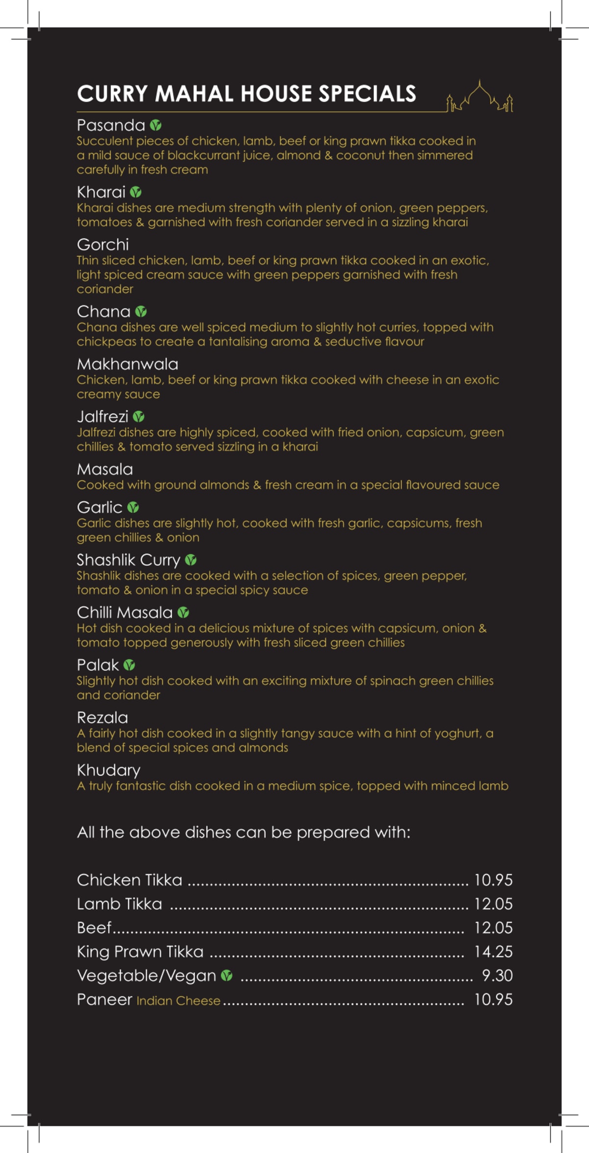 Menu 2024 - Curry Mahal in Hove | TheFork