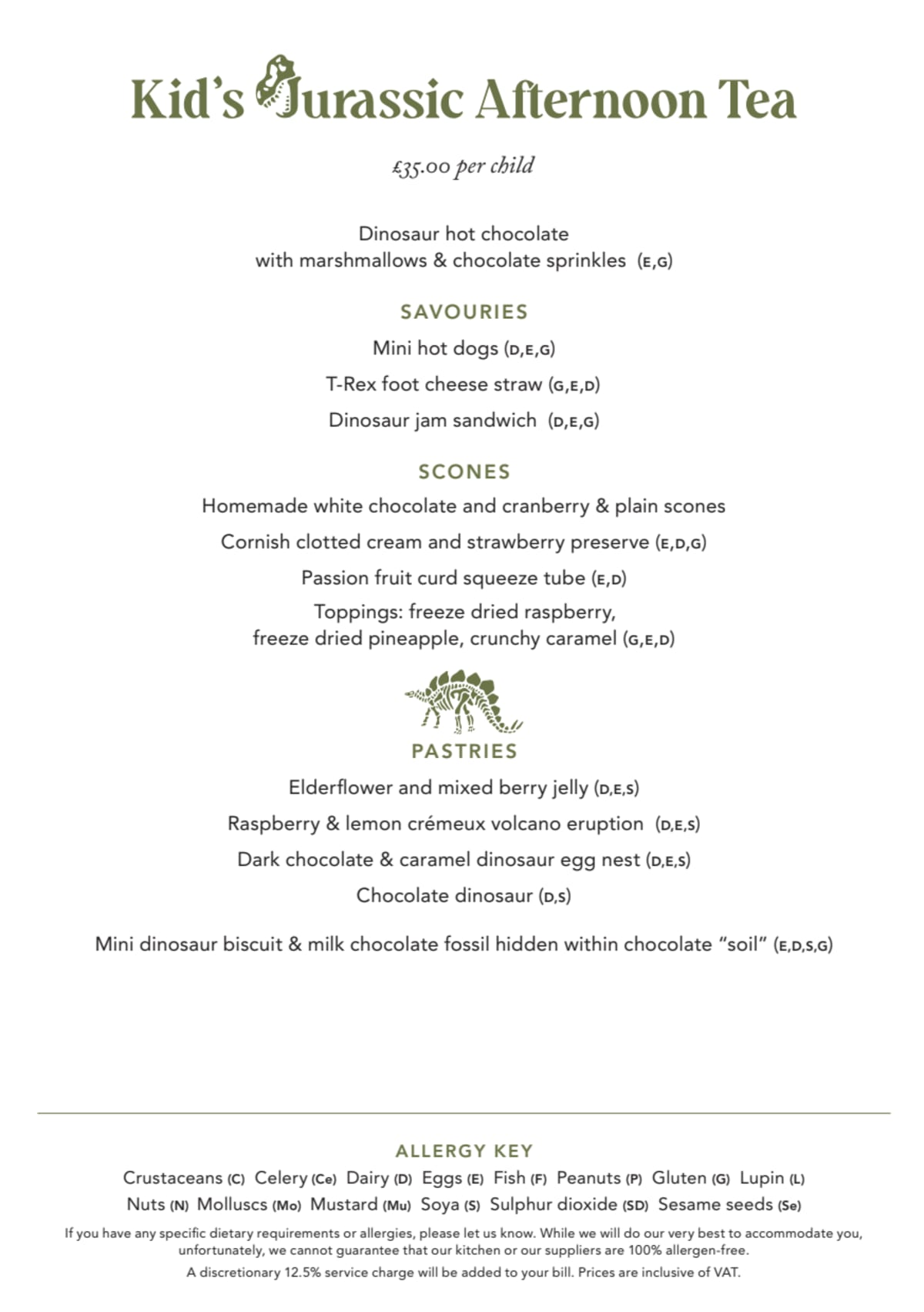 Carte et Menus 2022 - Jurassic Afternoon Tea at Apero à Londres | TheFork