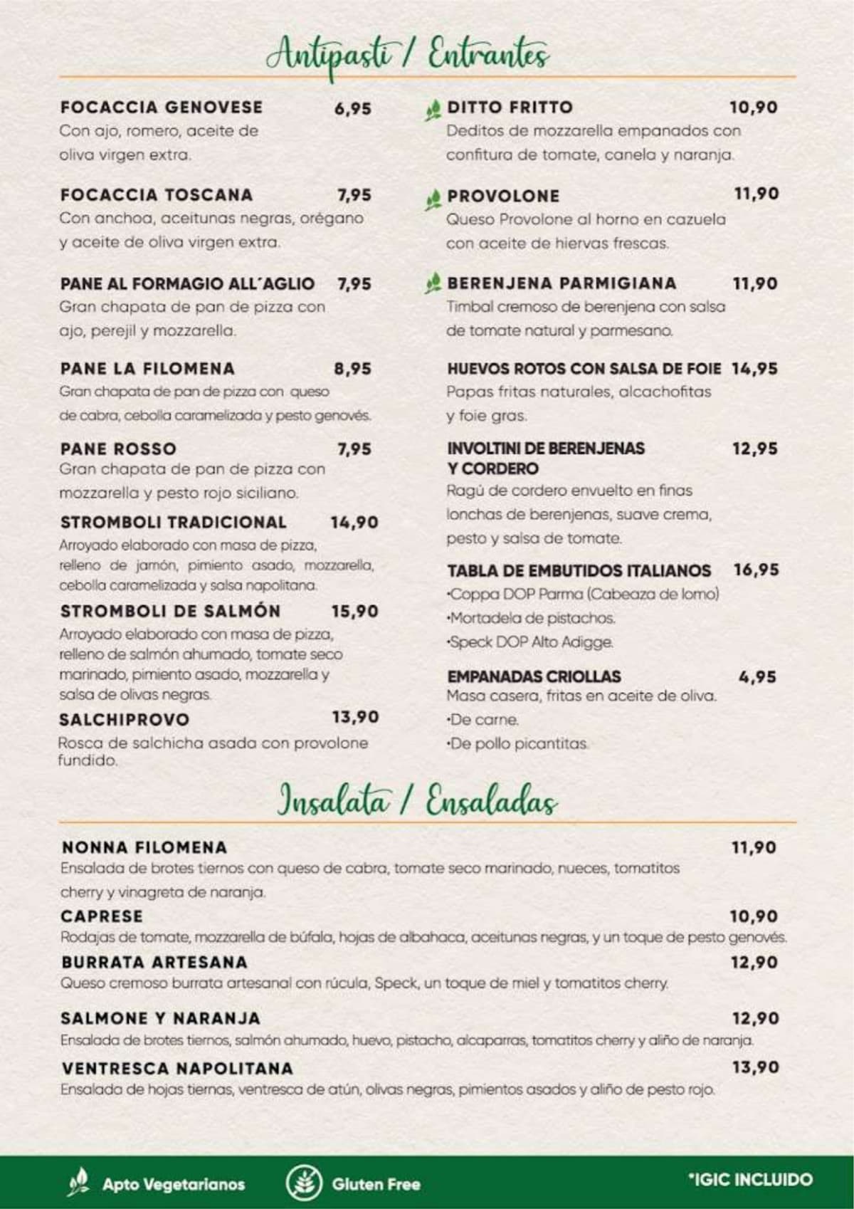 Carte et Menus 2024 - La Filomena à Cortijo Casa Ayala | TheFork