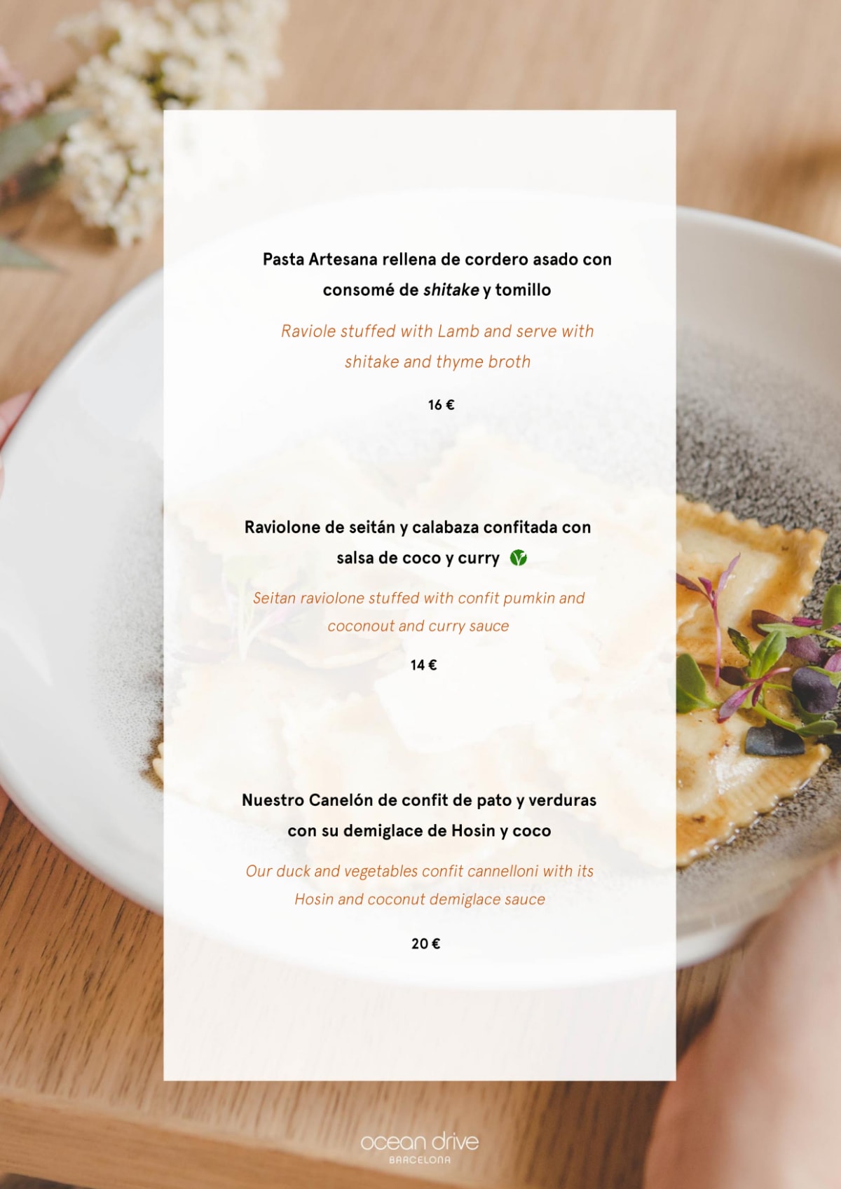 Speisekarte 2024 – OD Sky Bar - Barcelona in Barcelona – TheFork