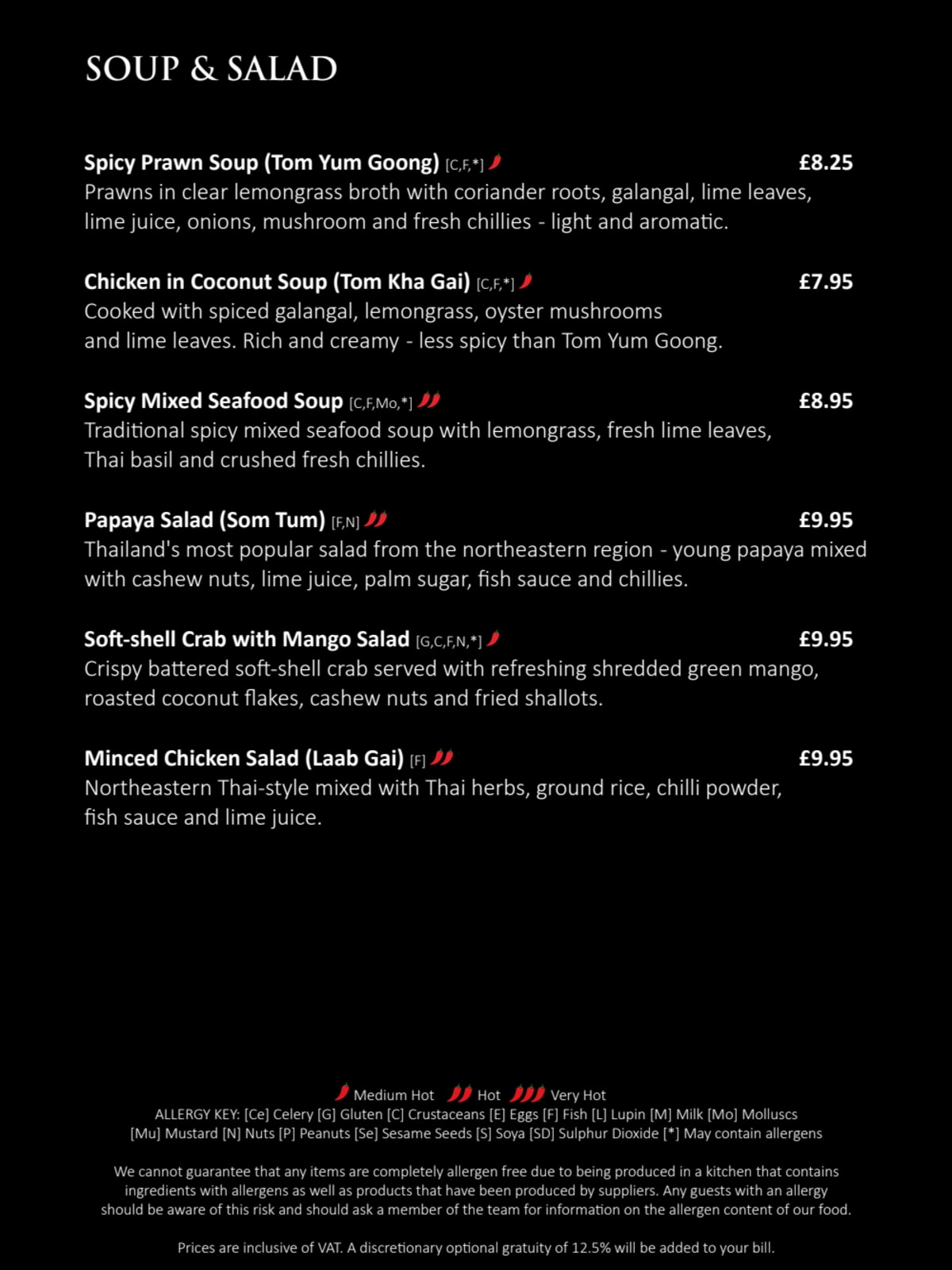 Menus 2023 - Thai Square Trafalgar Square in London | TheFork