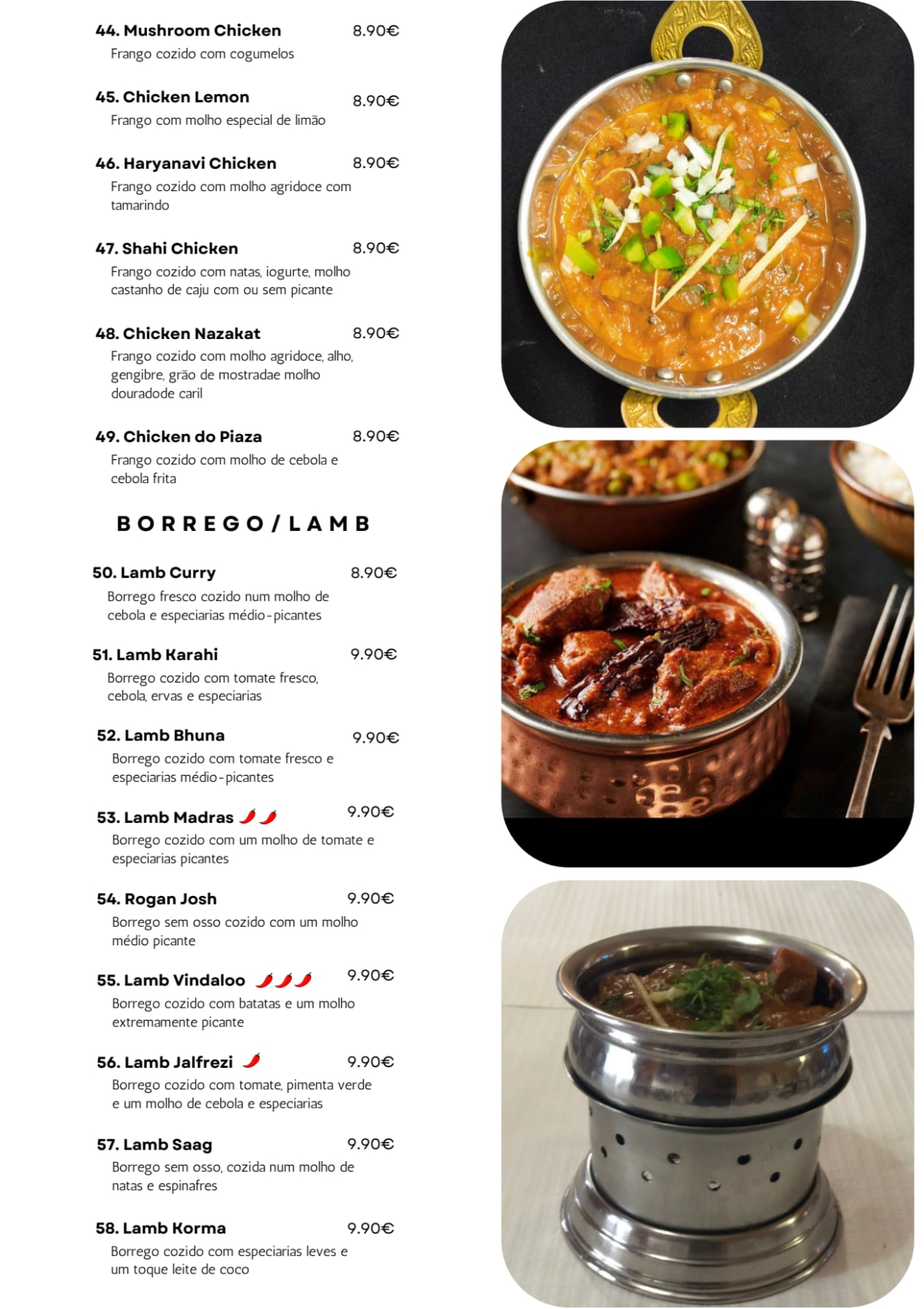 Carte et Menus 2024 - Shiva Restaurant Indiano - Torres Novas à Torres ...